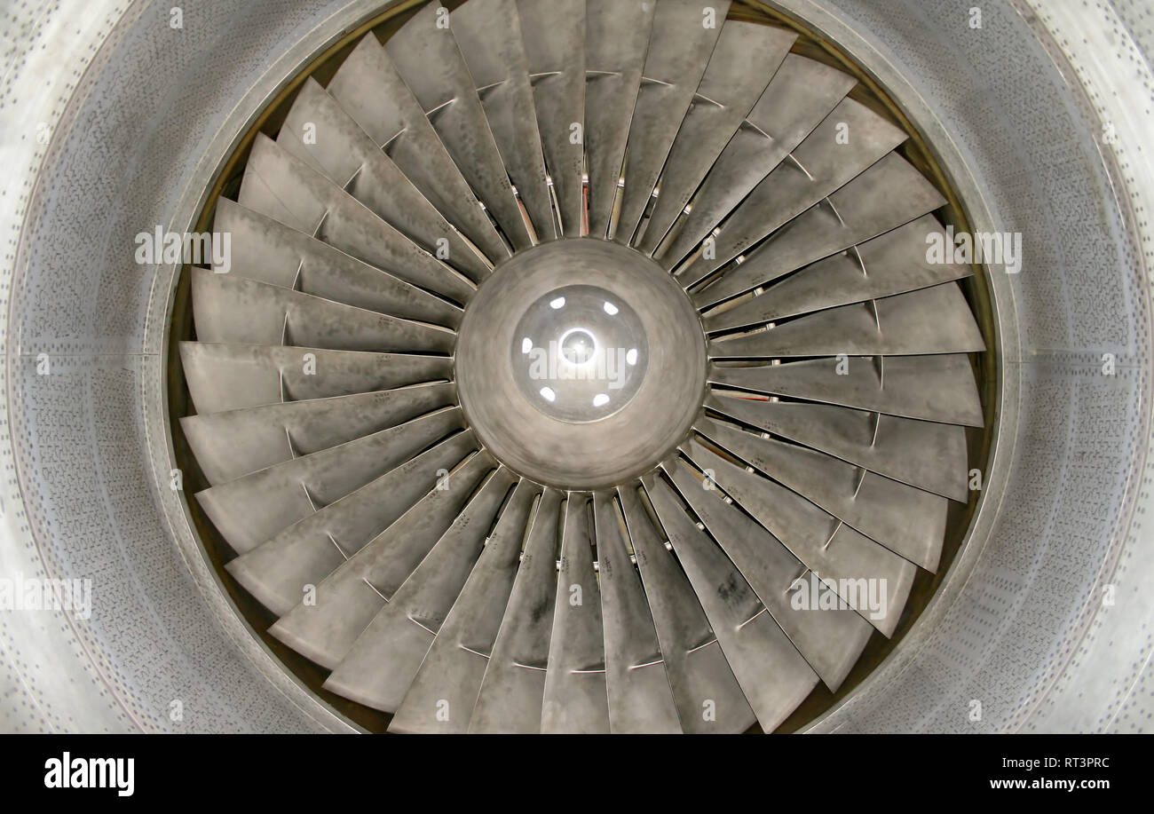 Inside big jet engine blades and motor cone Stock Photo - Alamy