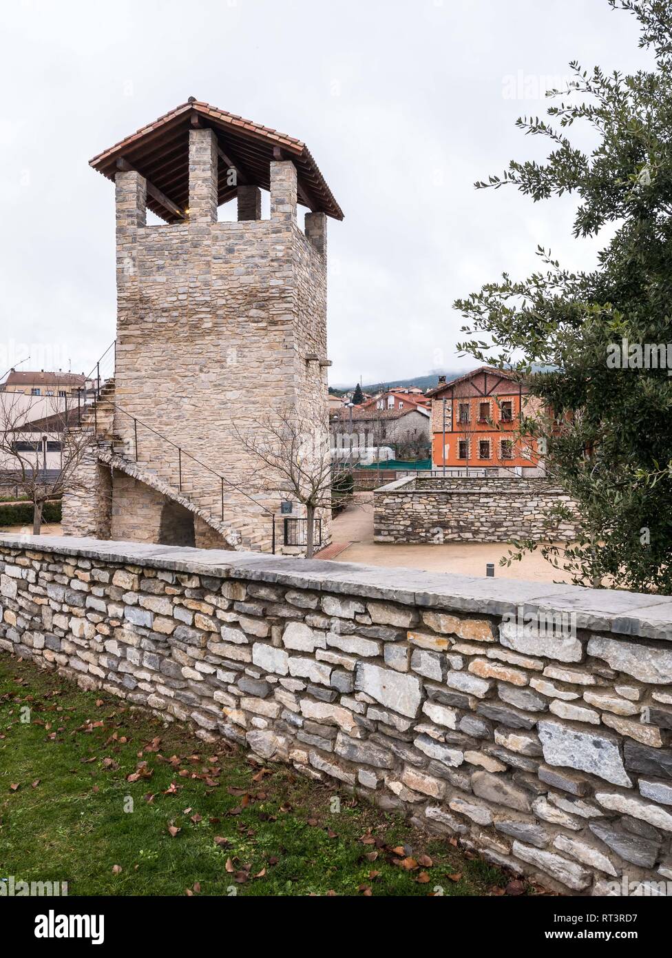 Old tower in the urban centre of Nanclares de la Oca, Alava, Basque ...