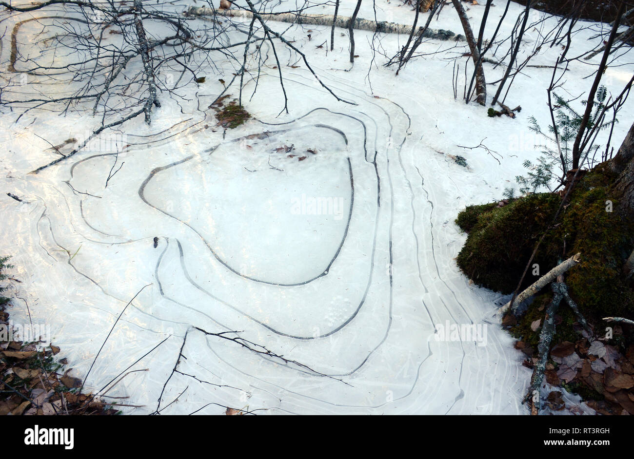 Ice patterns on a lake in Canada Stock Photo - Alamy