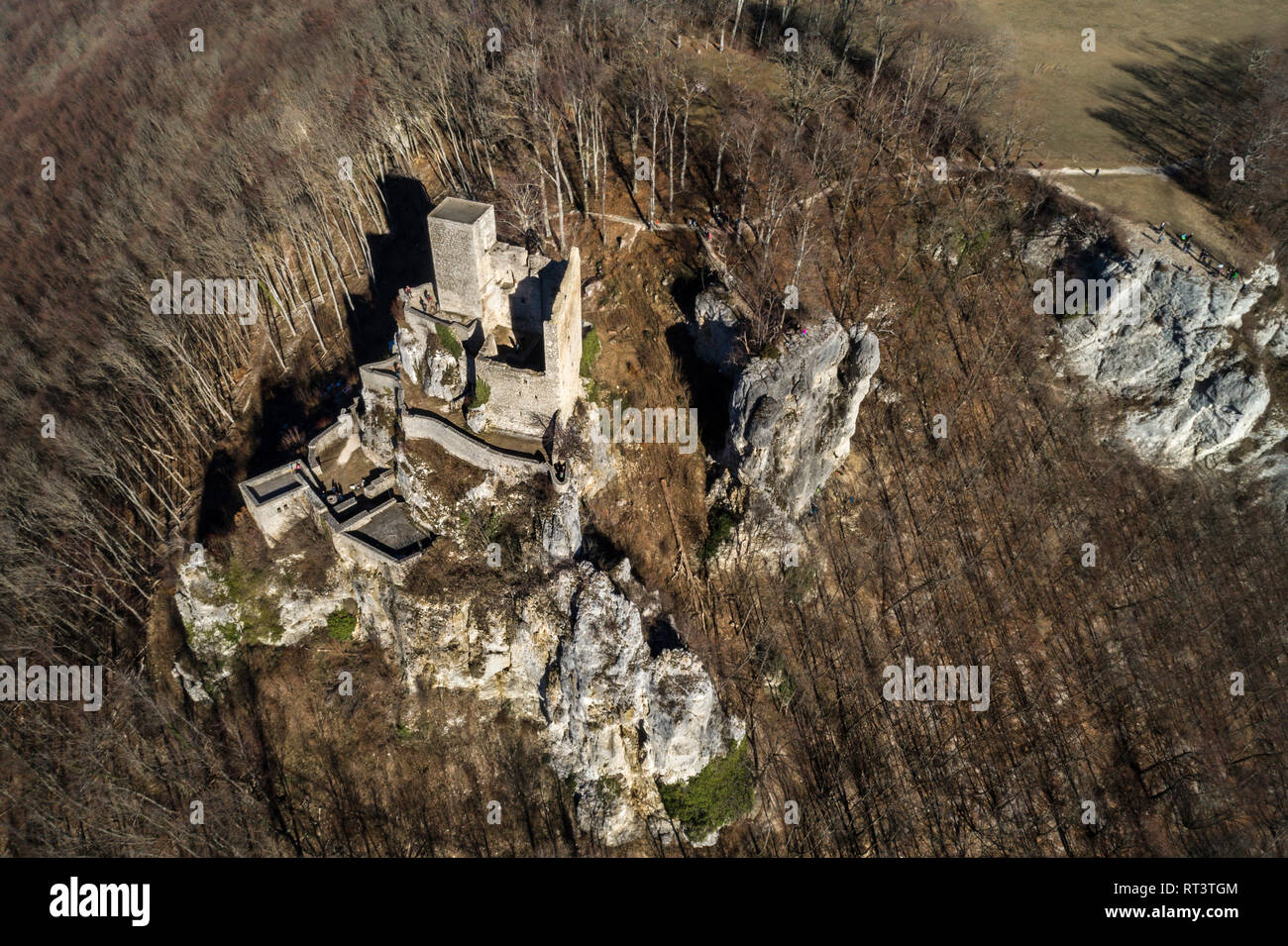 Reussenstein Castle - aerial view, Neidlingen, Swabian Alb, Germany ...