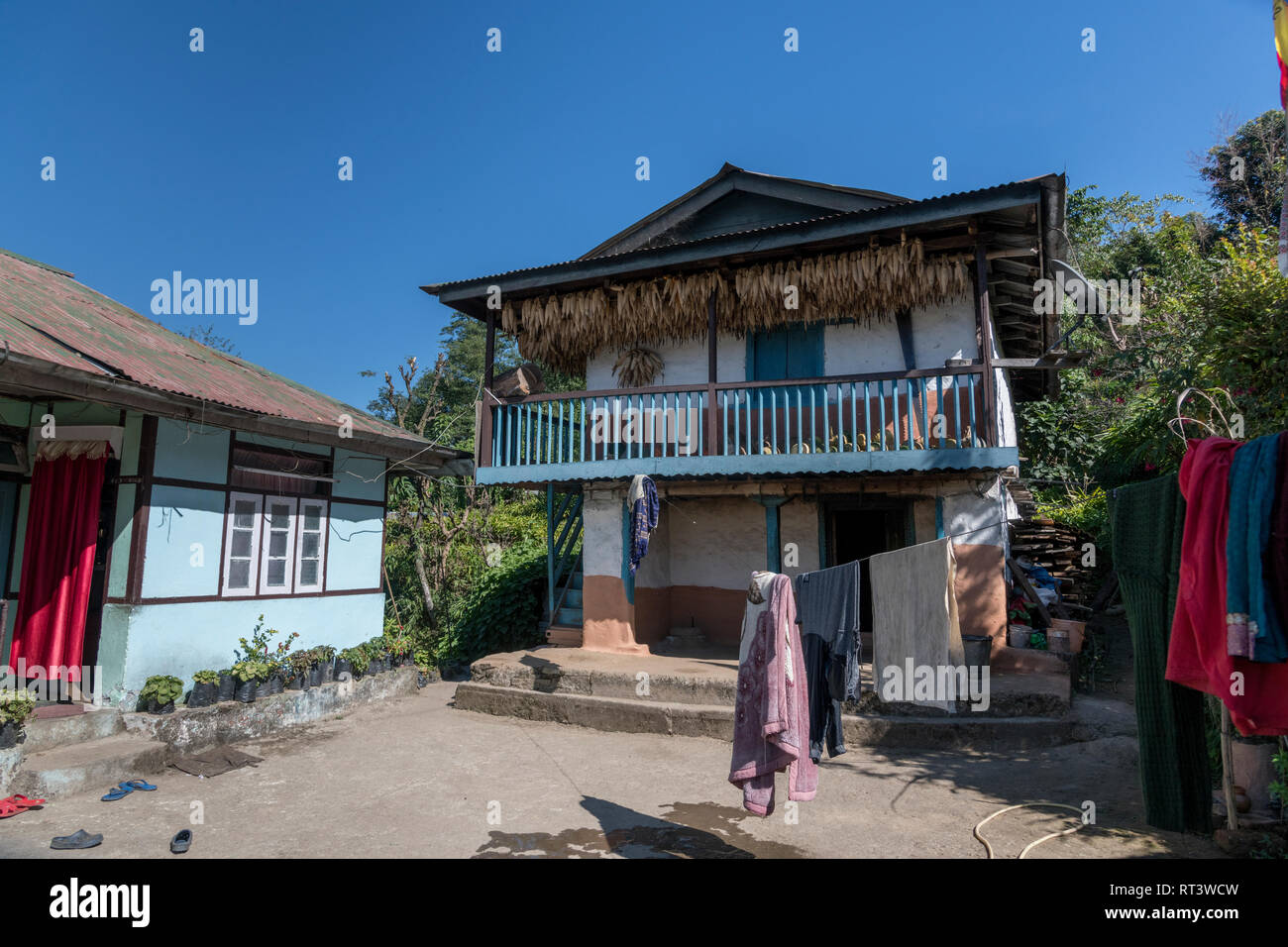 Traditional houses in village, Yangthang Village, Gyalshing, West ...