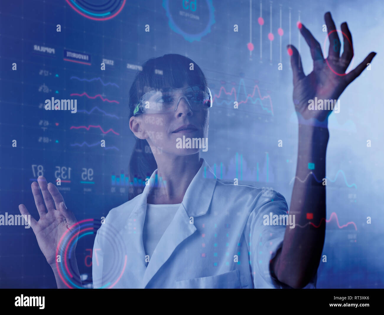 Scientist operating digital screen in a laboratory Stock Photo - Alamy