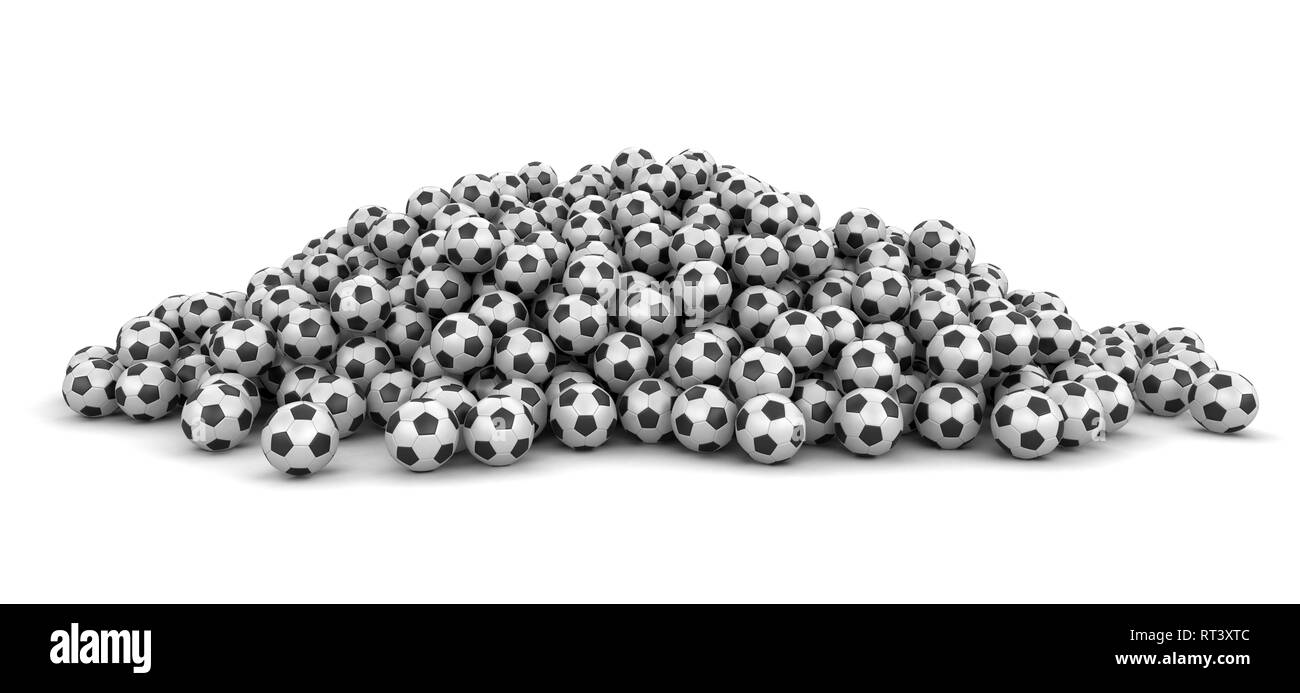 Pile of Soccer footballs. Image with clipping path Stock Photo - Alamy