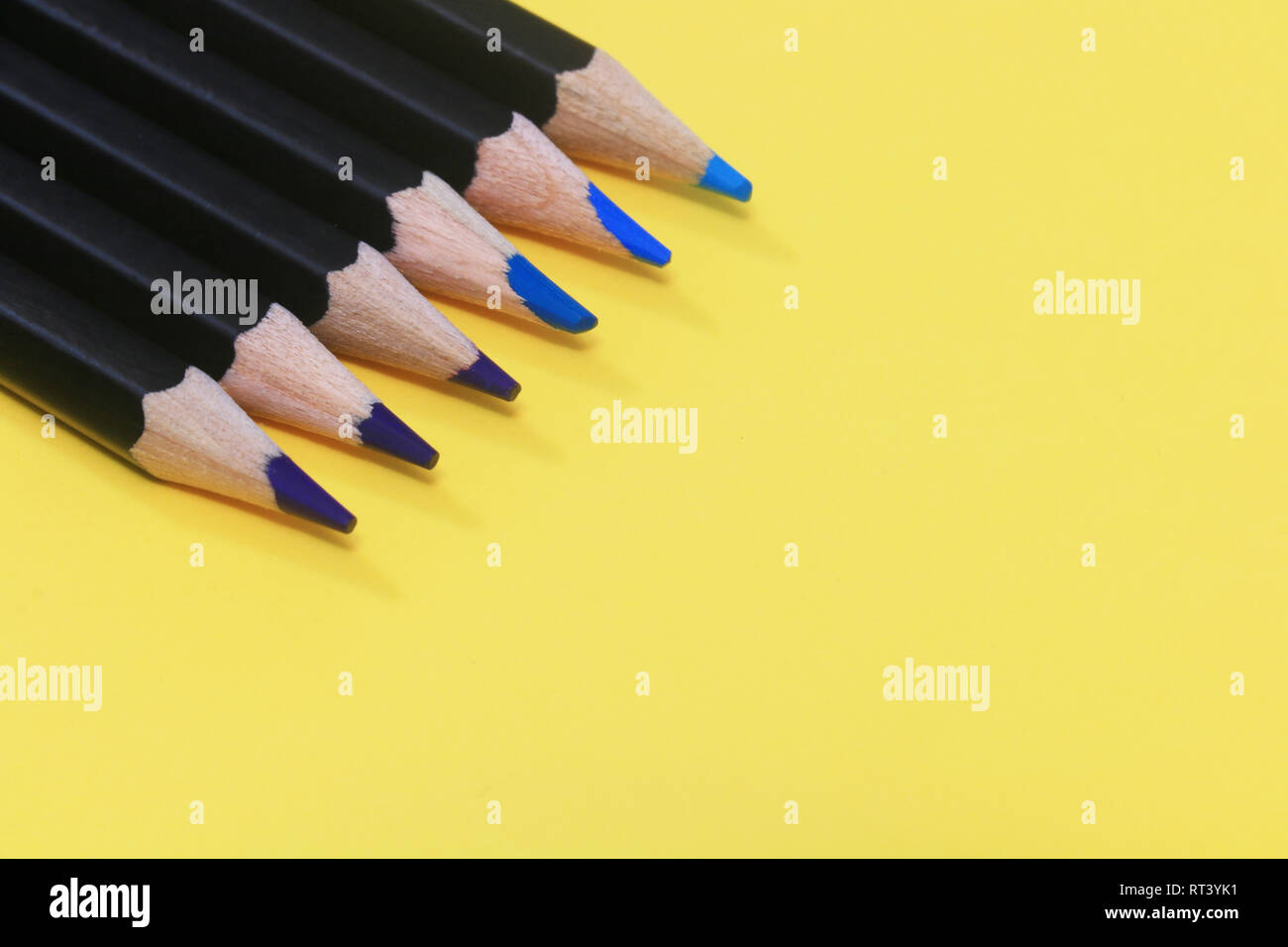 Shades of blue pencils Stock Photo - Alamy