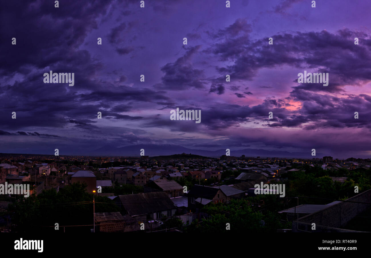 Beautiful purple sunset Stock Photo - Alamy