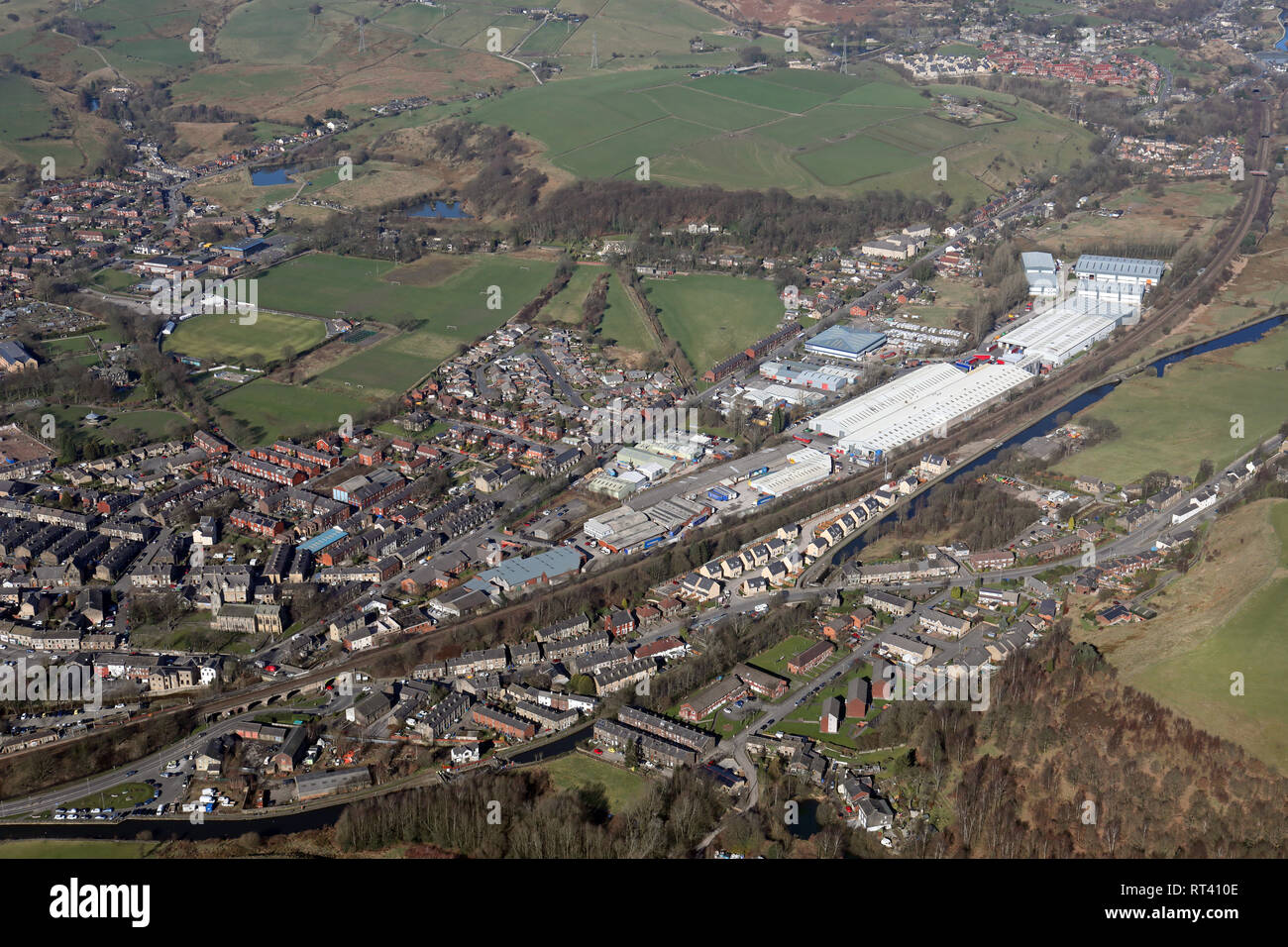 aerial view of Greenvale Business Park, Littleborough OL15 Stock Photo ...