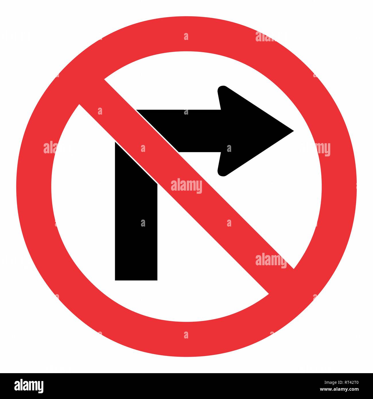 Do not turn right traffic sign on white. Colorful illustration Stock ...