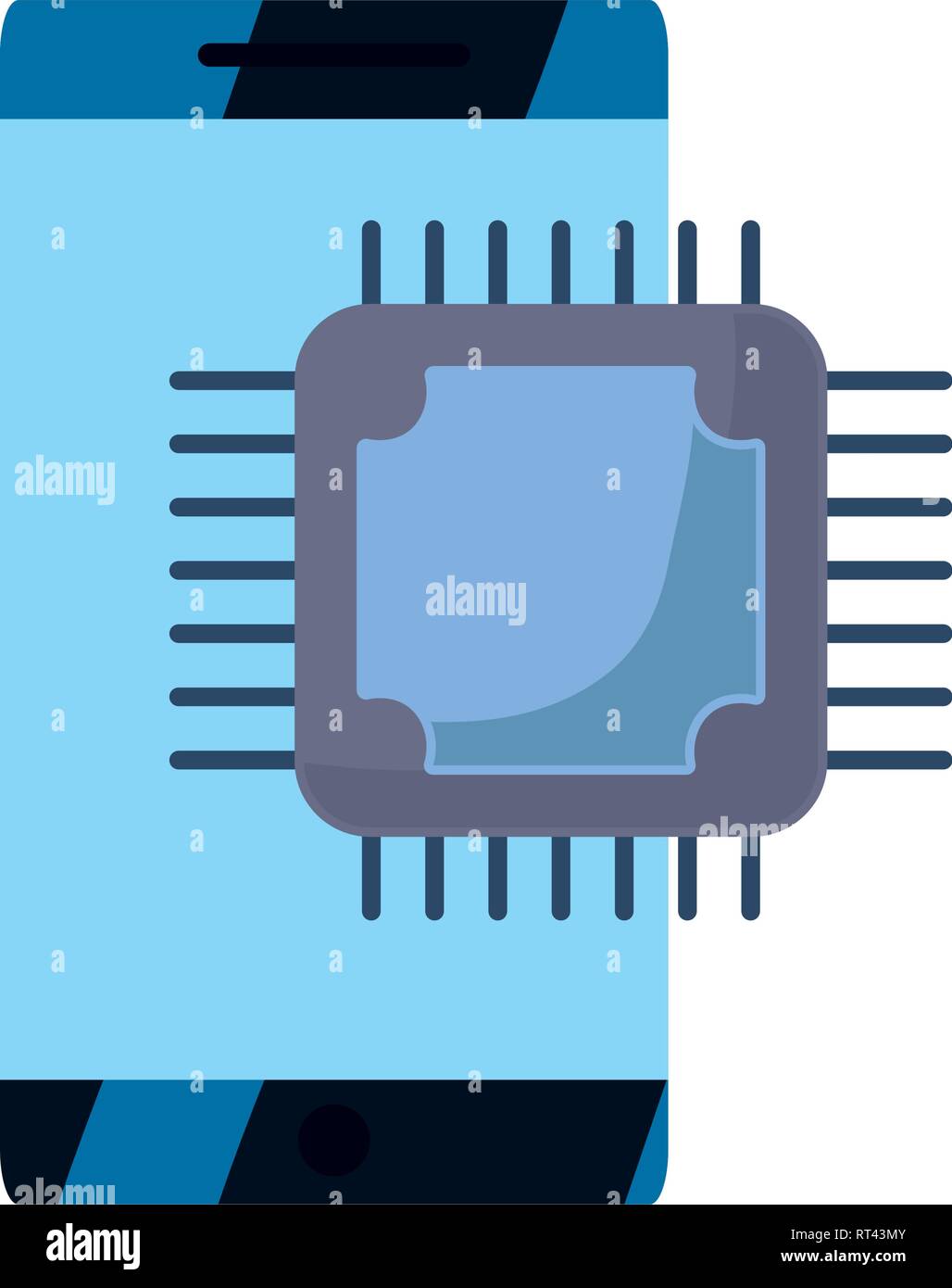 phone processor board data protection technology vector illustration ...