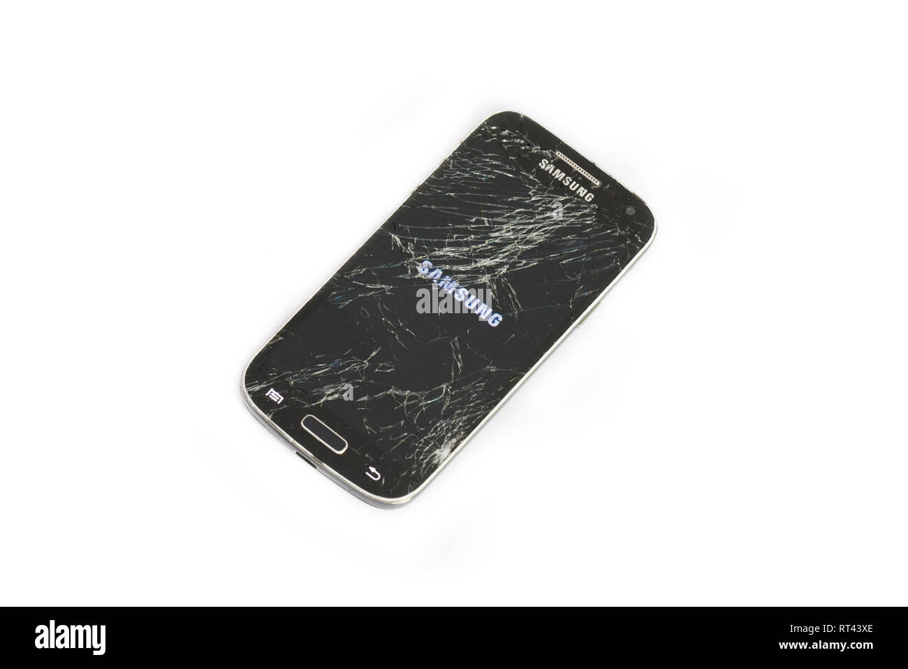 Samsung smartphone with broken screen Stock Photo - Alamy