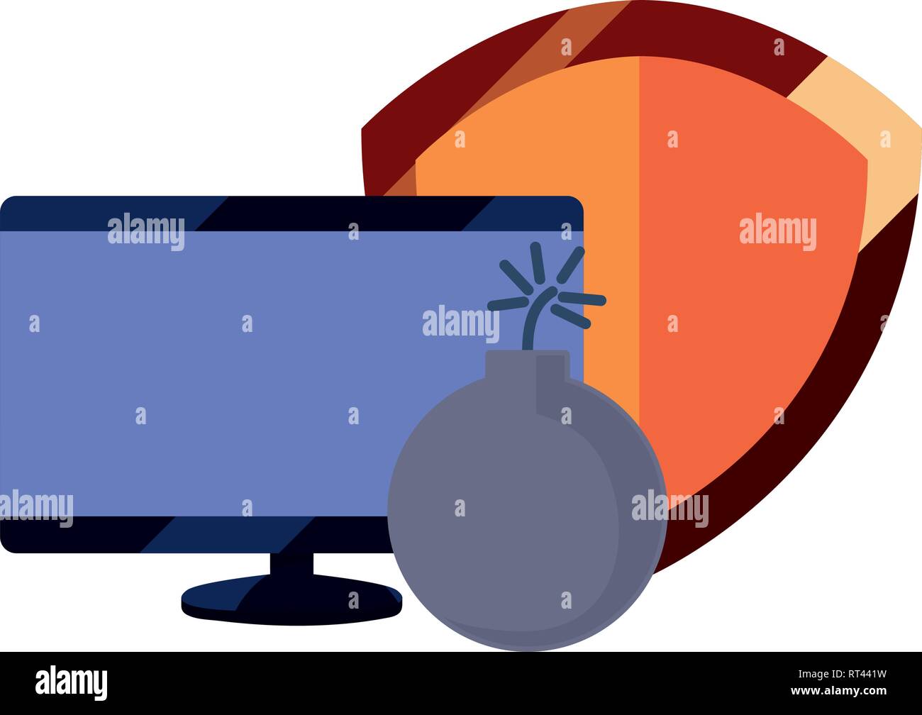 computer shield boom data protection technology vector illustration ...