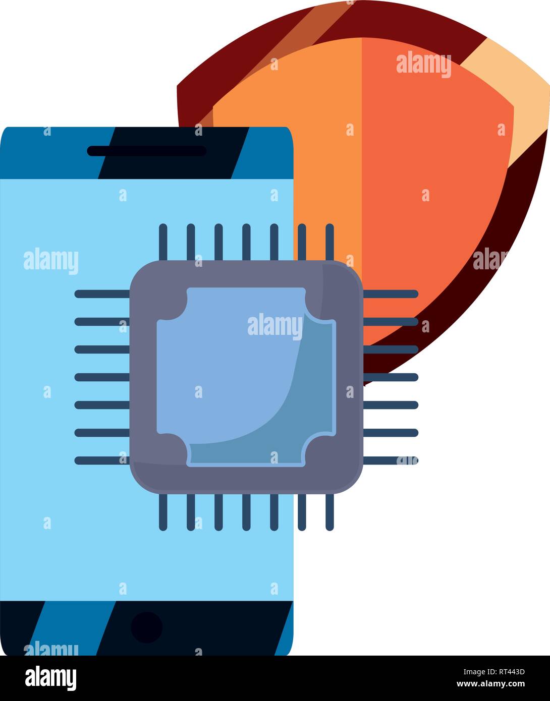phone processor shield data protection technology vector illustration ...