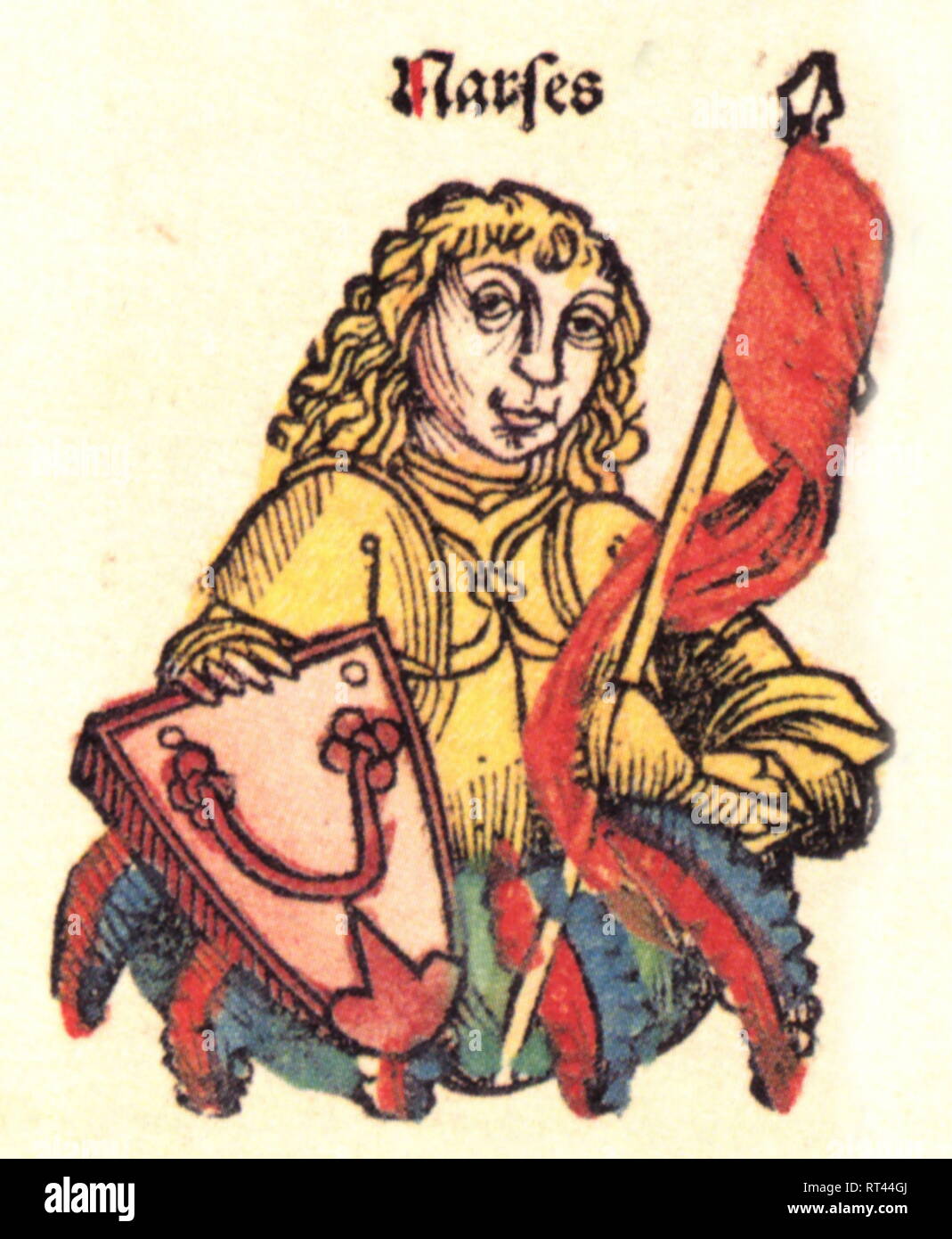 Narses, circa 490 - 574, Eastern Roman general, half-length, woodcut by ...