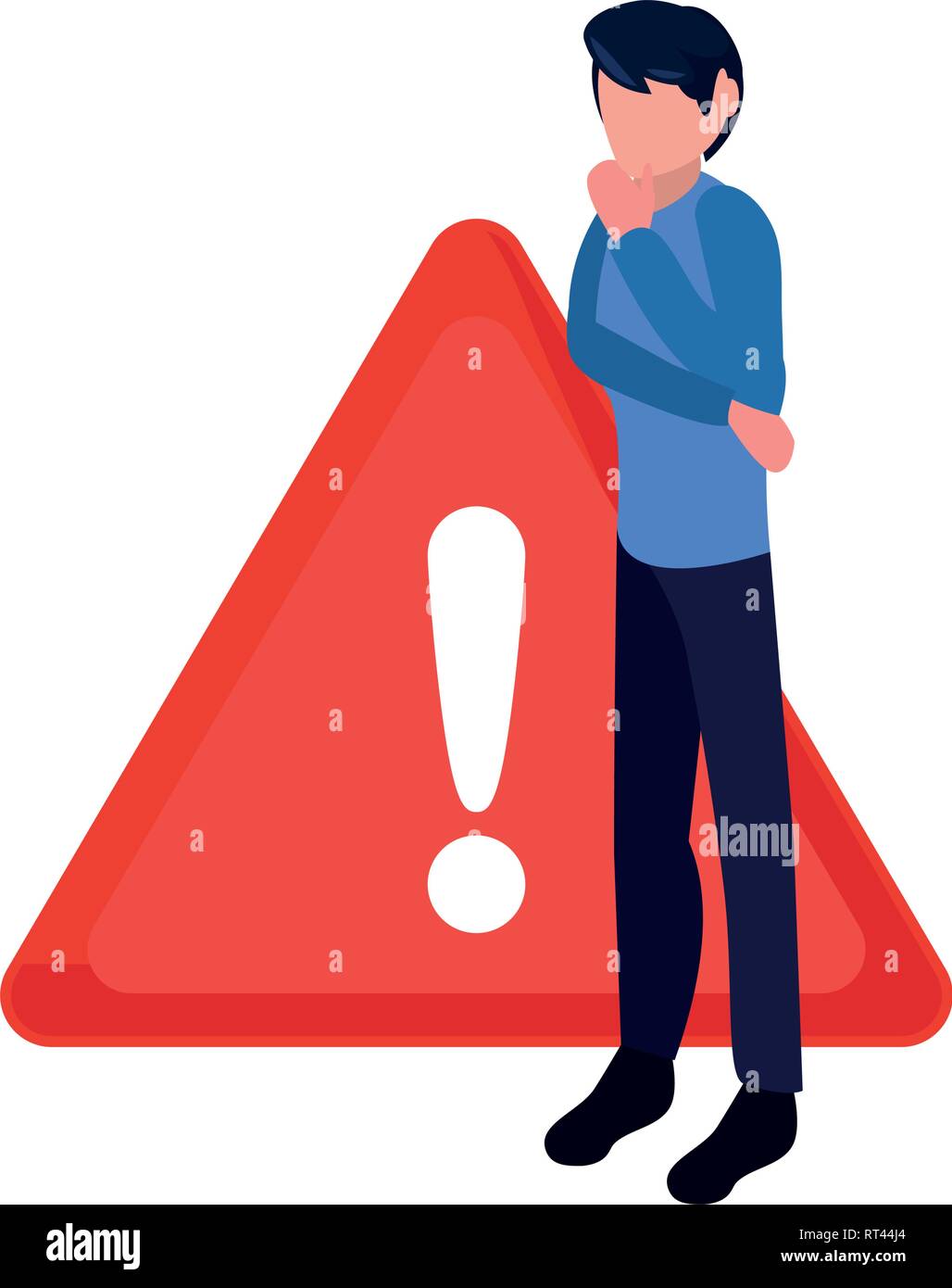 business man and caution sign vector illustration design Stock Vector ...