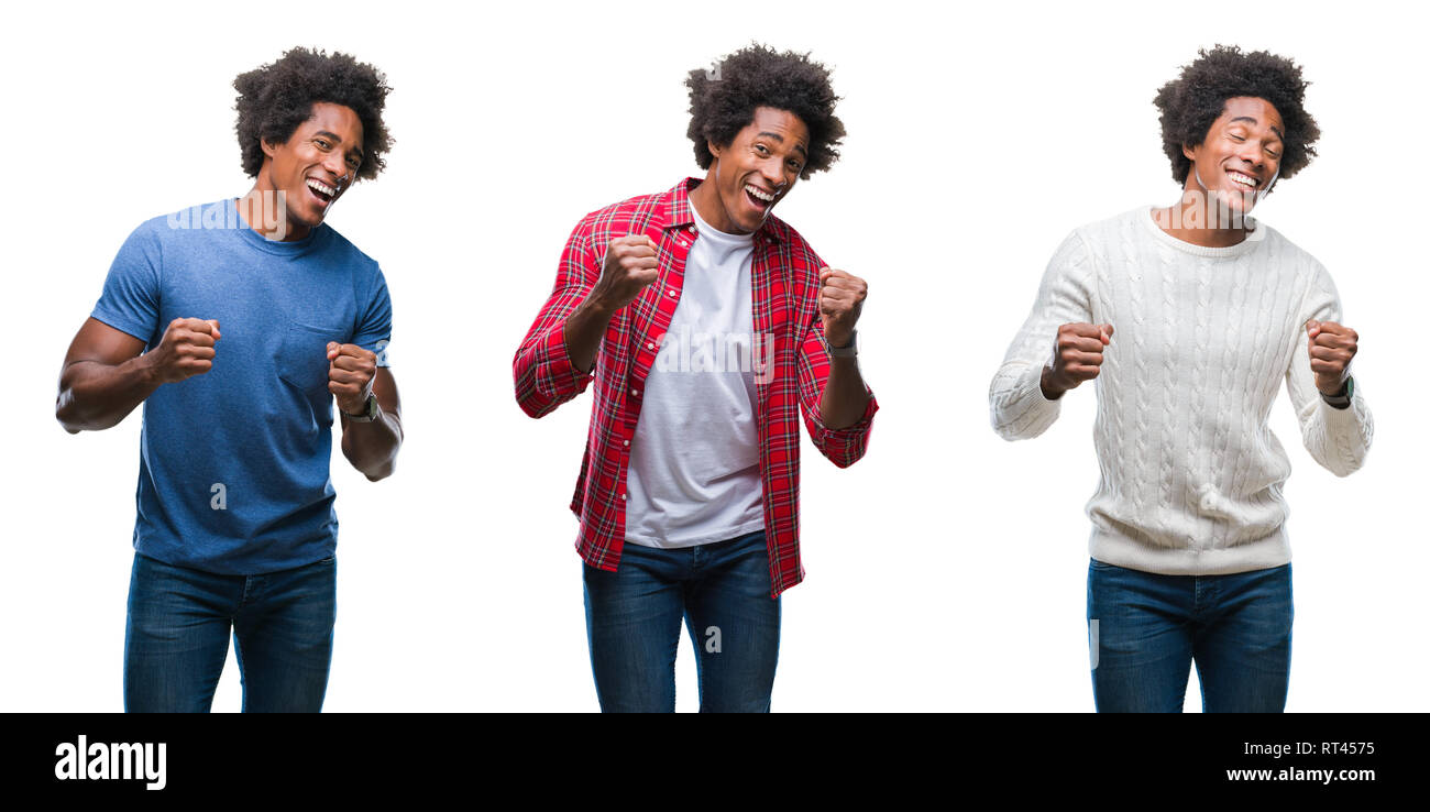 Collage of african american young handsome man over isolated background ...