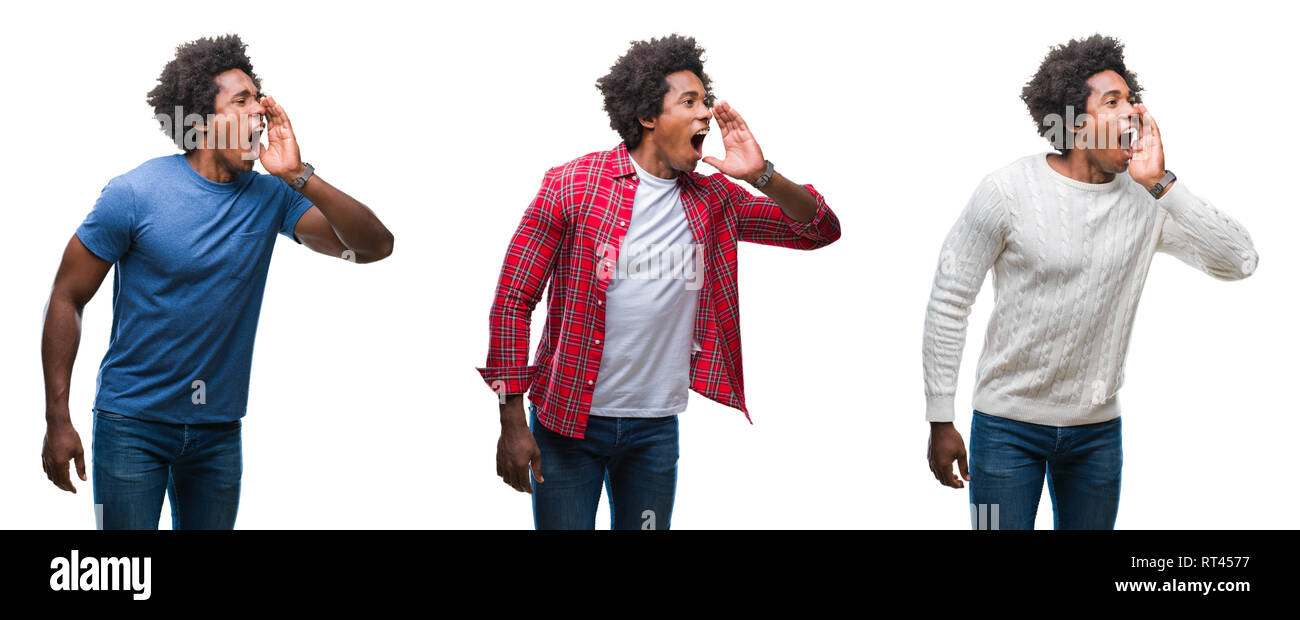 Collage of african american young handsome man over isolated background ...
