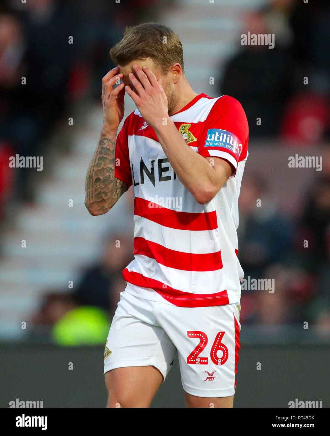 Doncaster Rovers' James Coppinger rues a missed chance Stock Photo - Alamy