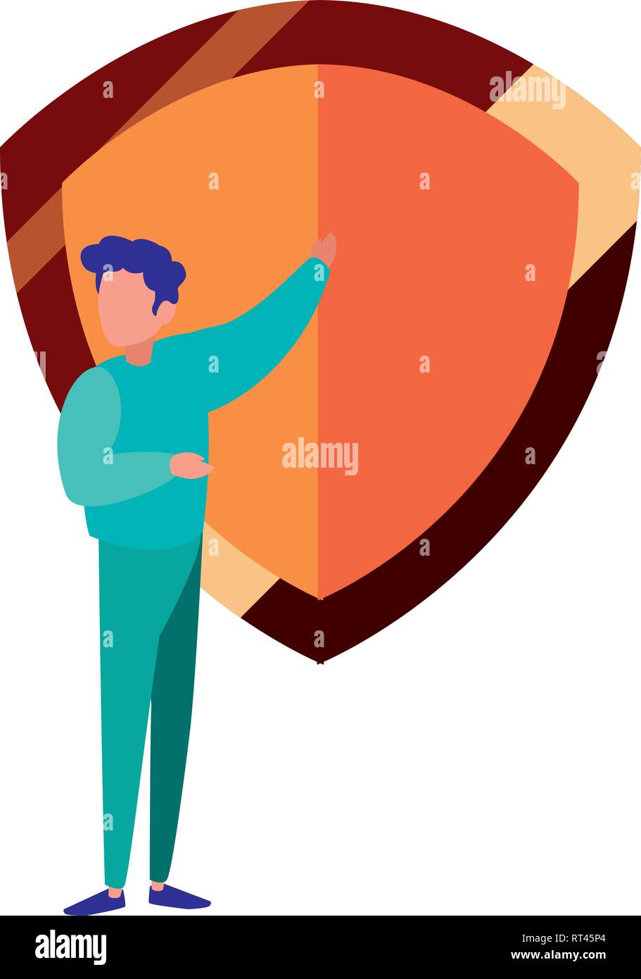 man shield protection white background vector illustration design Stock ...
