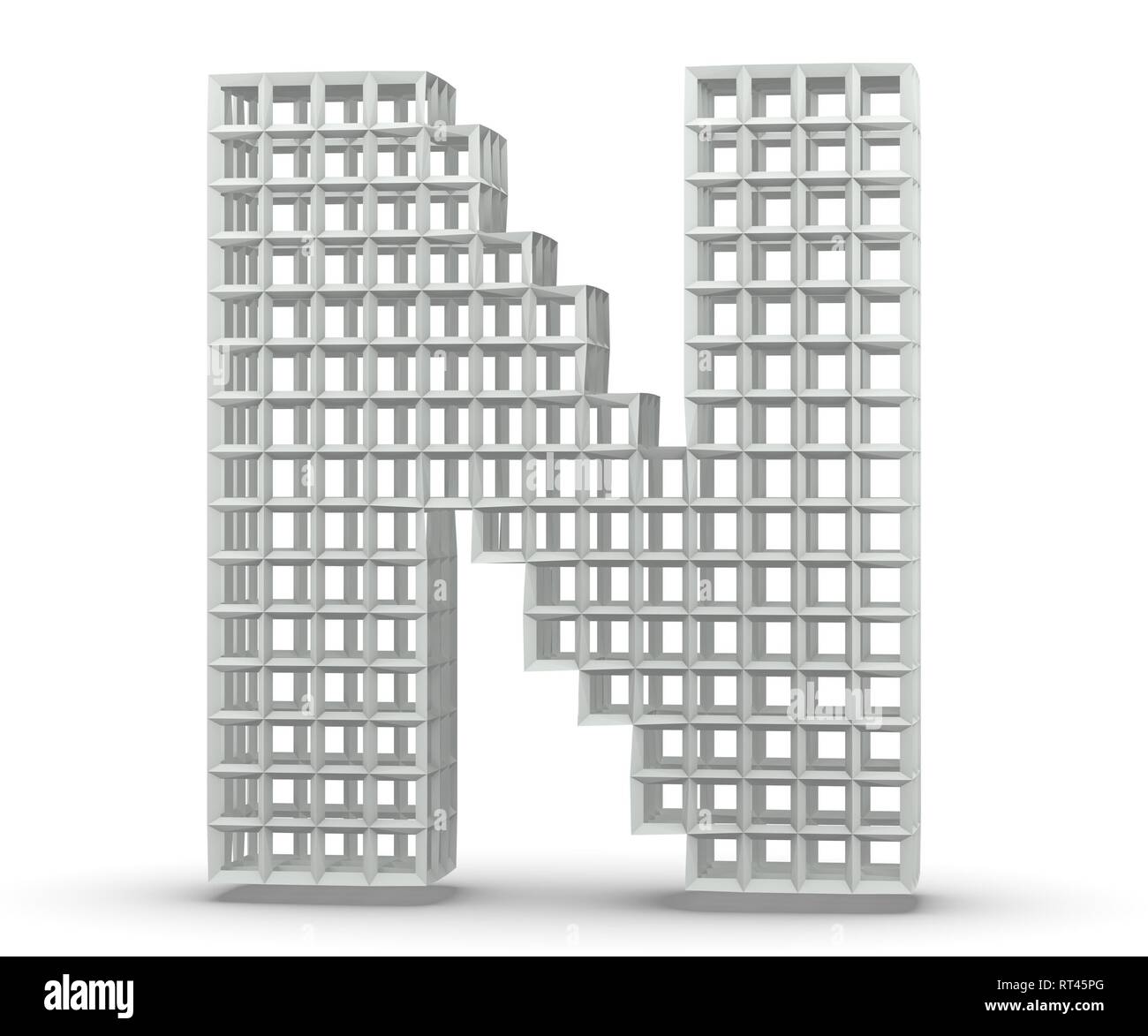 Plastic letter from blocks. Capital Letter - N isolated on white ...