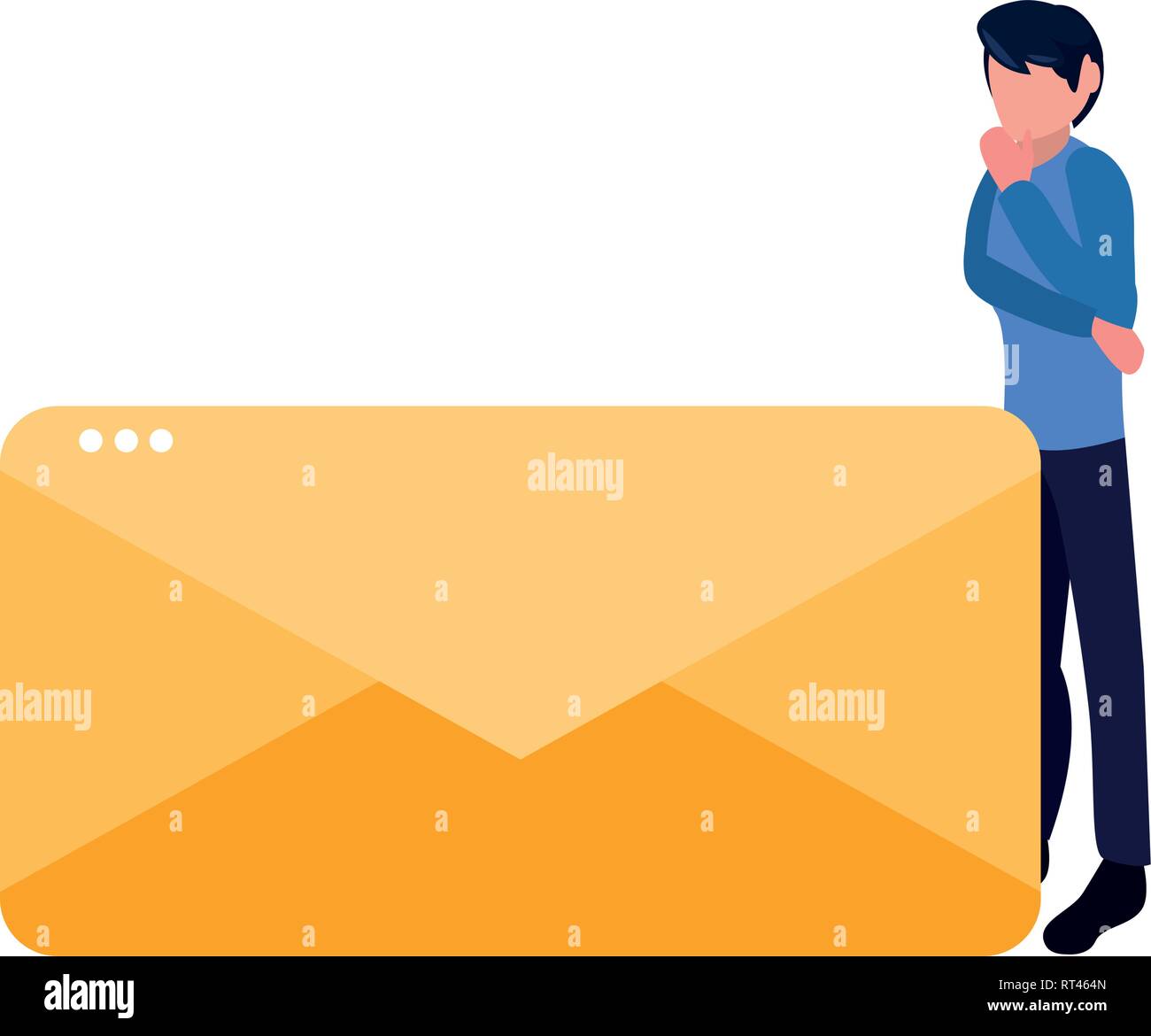 man thinking email message vector illustration design Stock Vector ...