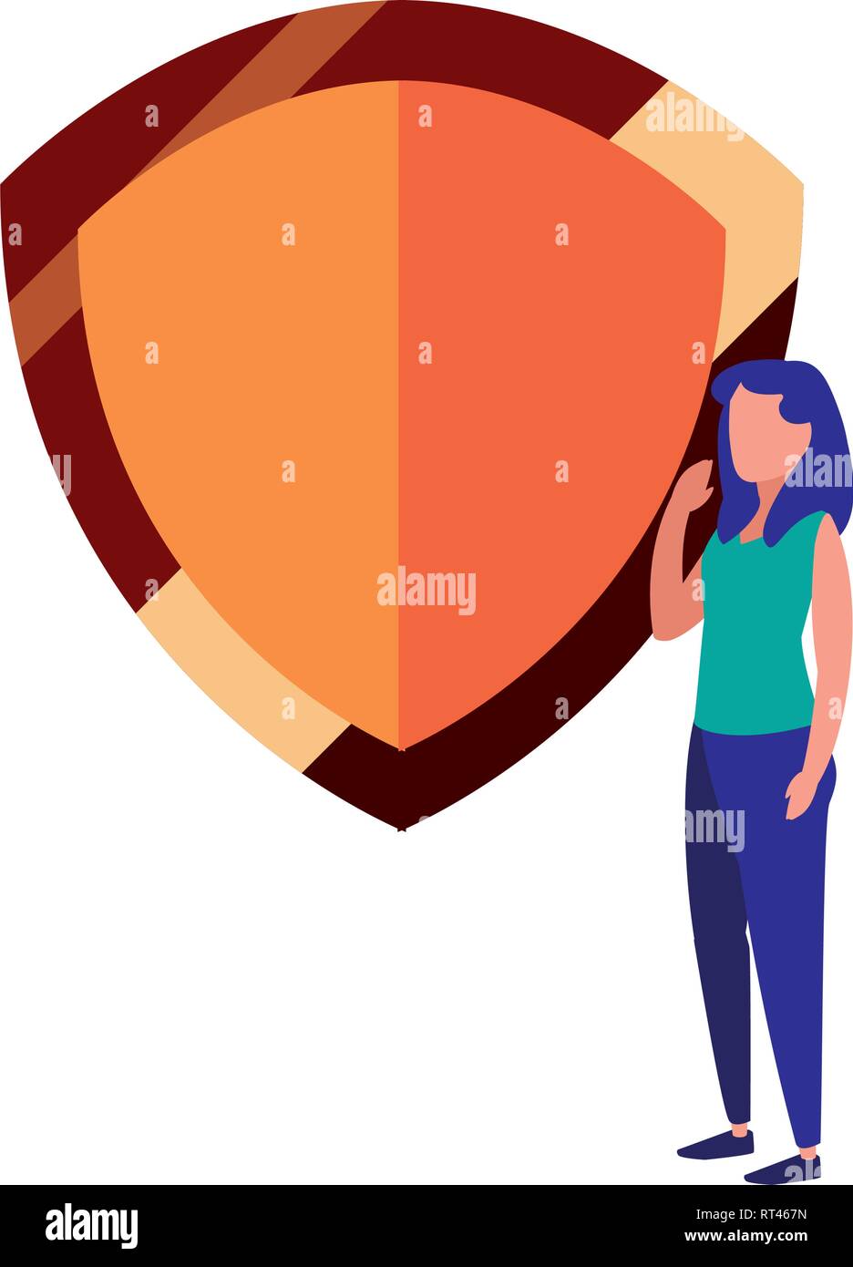 woman shield protection white background vector illustration design ...