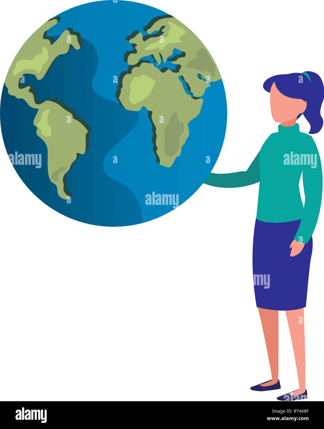 woman with world map vector illustration design Stock Vector Image ...