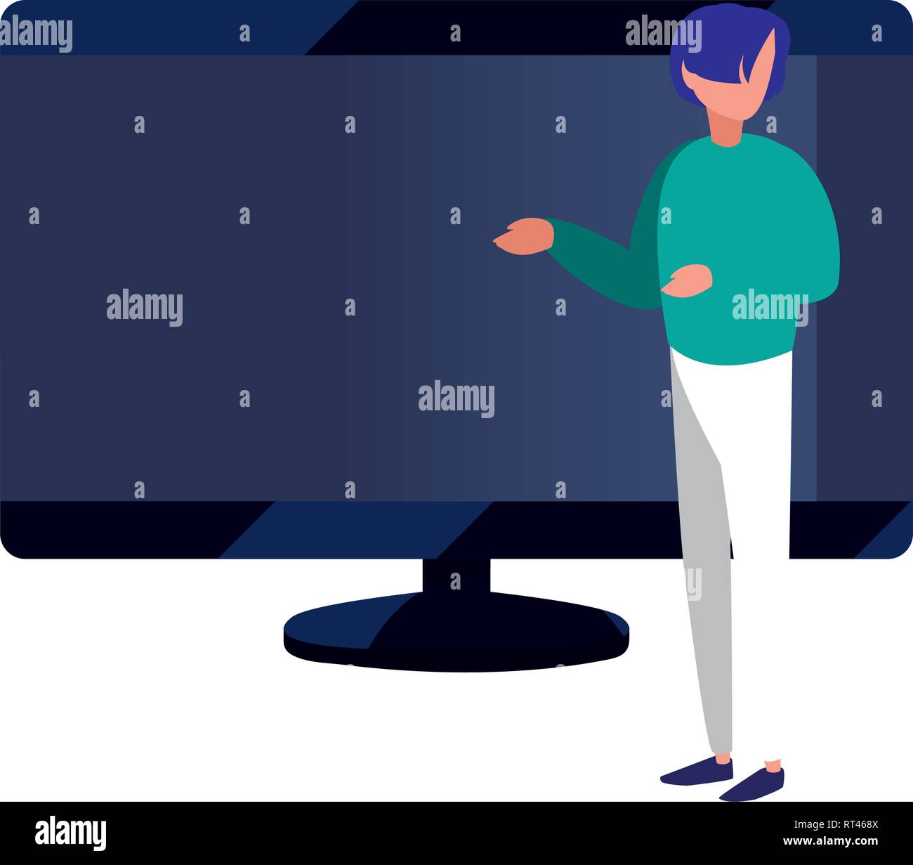 Businessman pointing computer monitor Stock Vector Images - Alamy