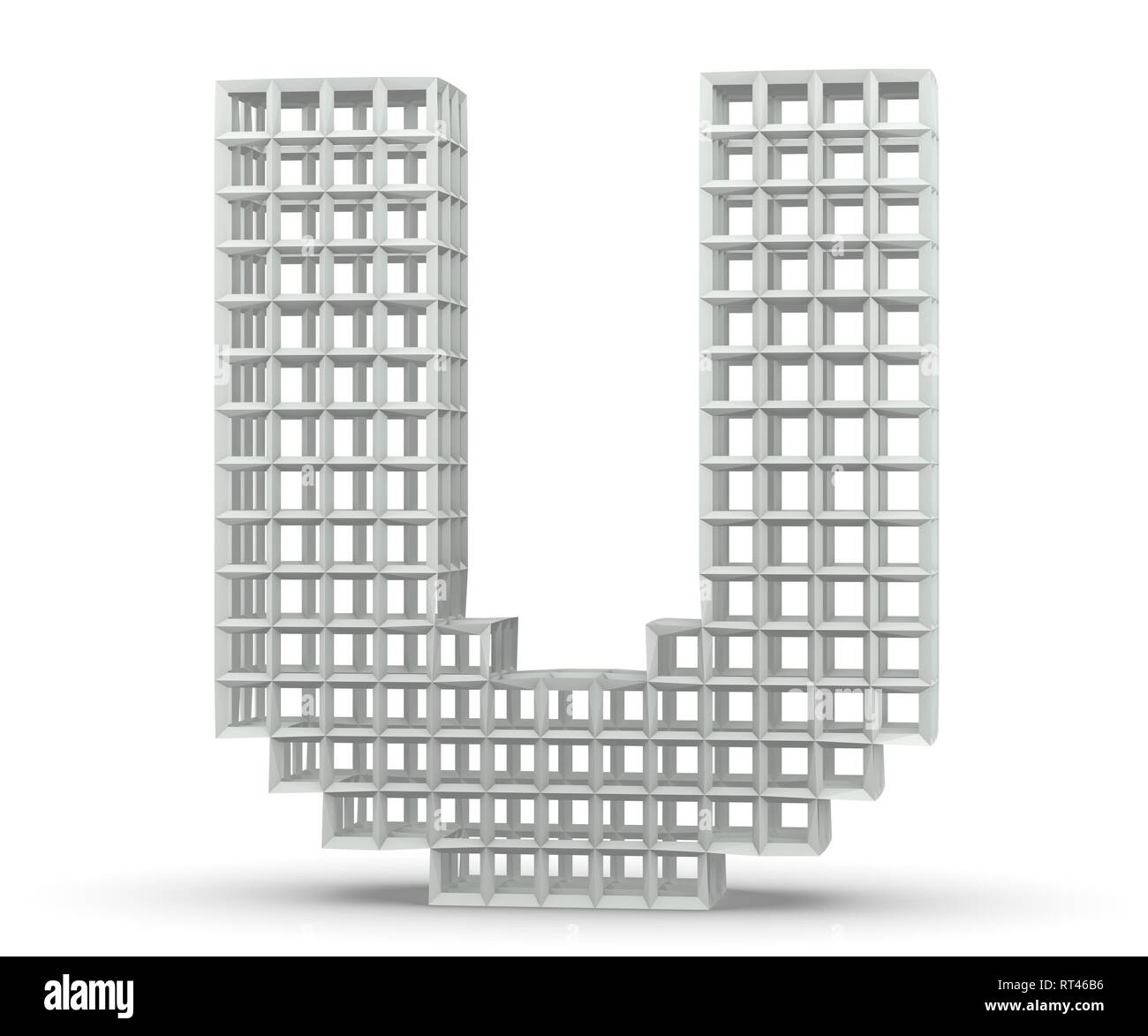 Plastic letter from blocks. Capital Letter - U isolated on white ...