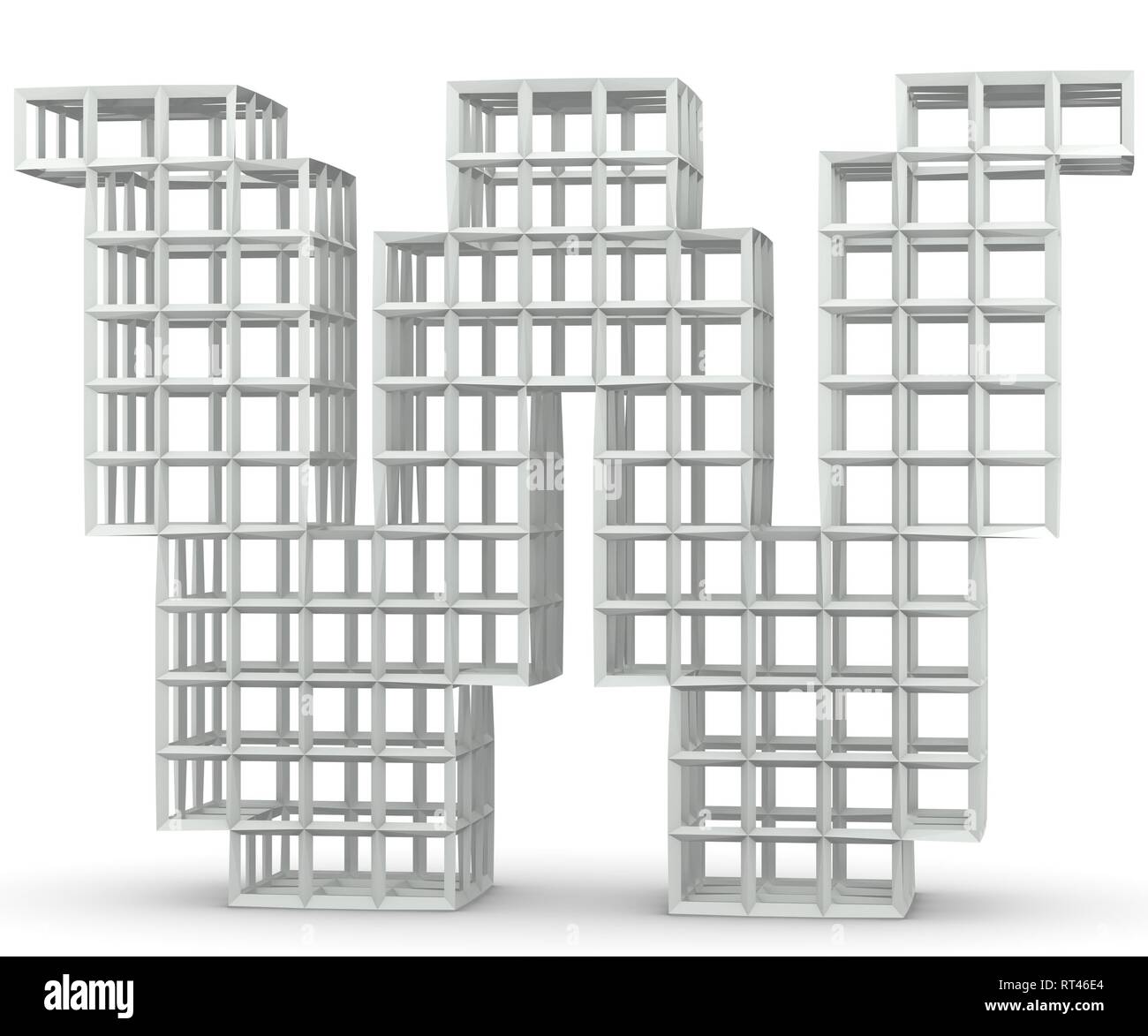 Plastic letter from blocks. Capital Letter - W isolated on white ...