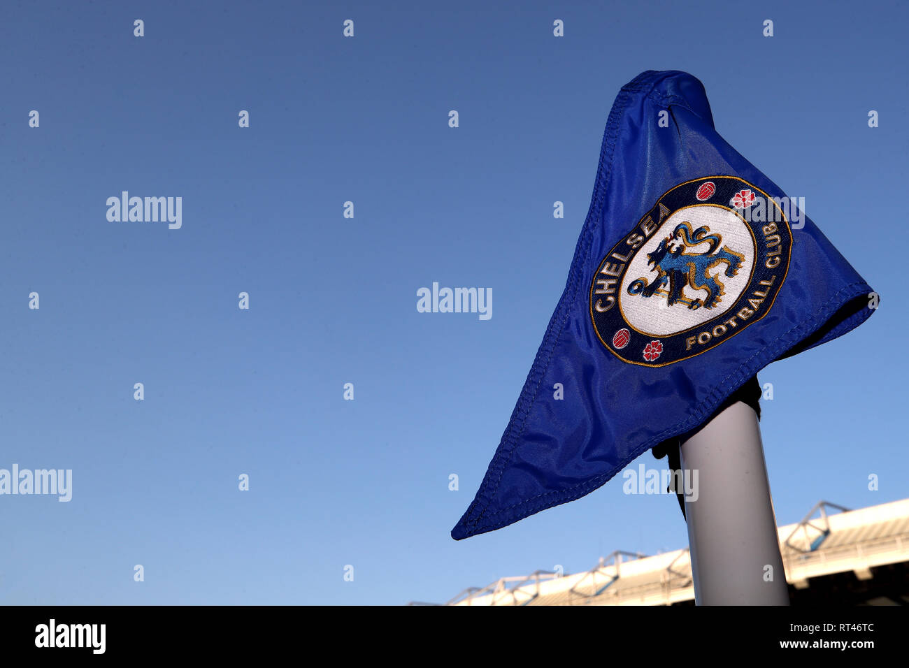 A Chelsea branded corner flag during the Premier League match at ...