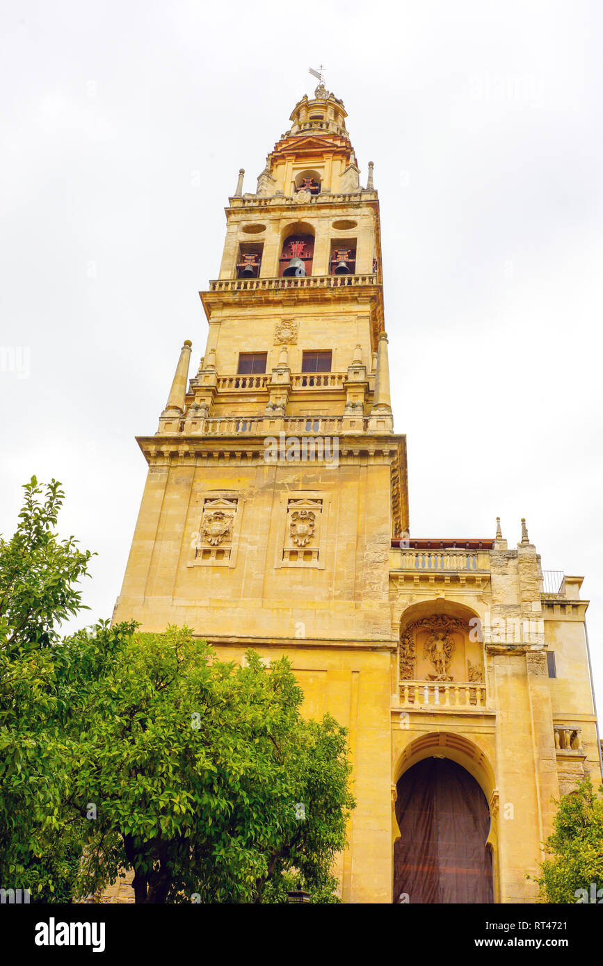 View of the bell tower, Mosque–Cathedral of Cordoba Mezquita-catedral ...