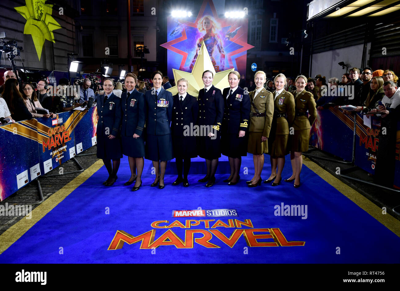 Members of the Royal Air Force attending the Captain Marvel European ...