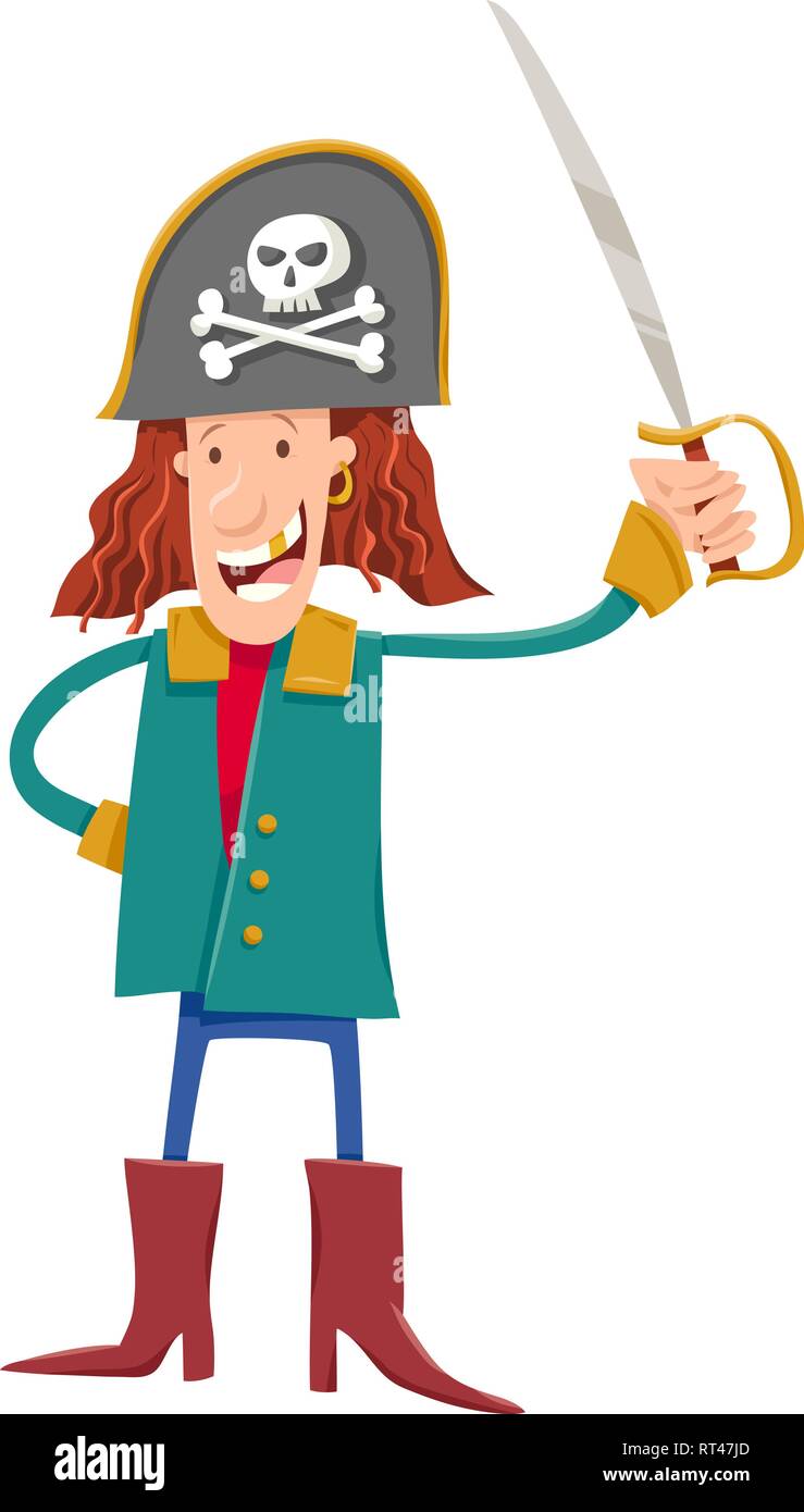 Cartoon Illustration of Comic Pirate Fantasy Character Stock Vector ...