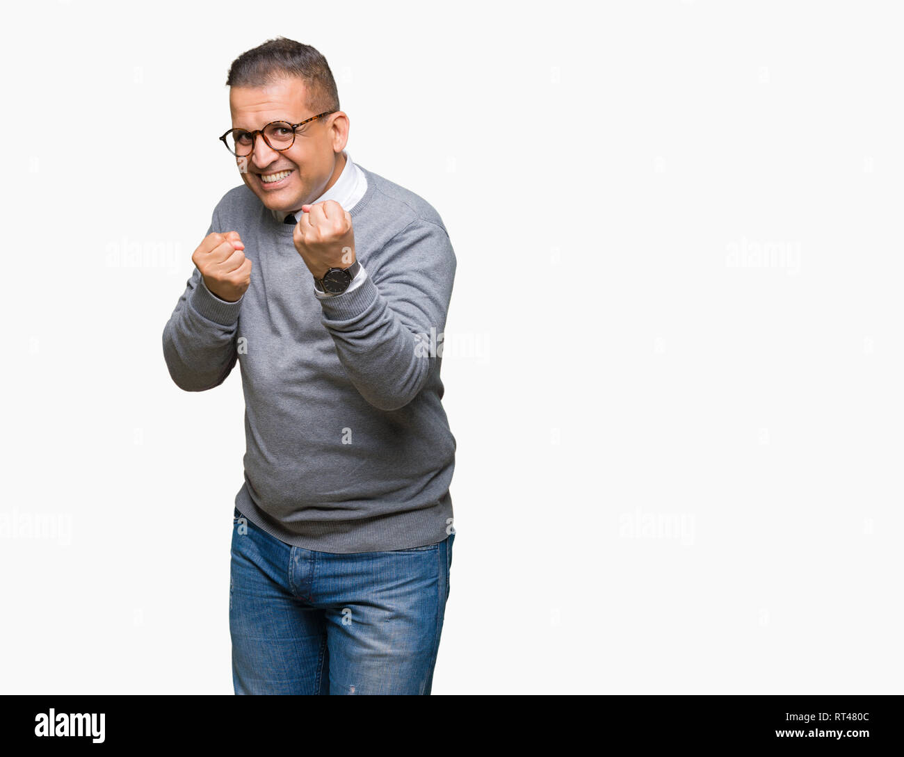 Old business man fighting pose Cut Out Stock Images & Pictures - Alamy
