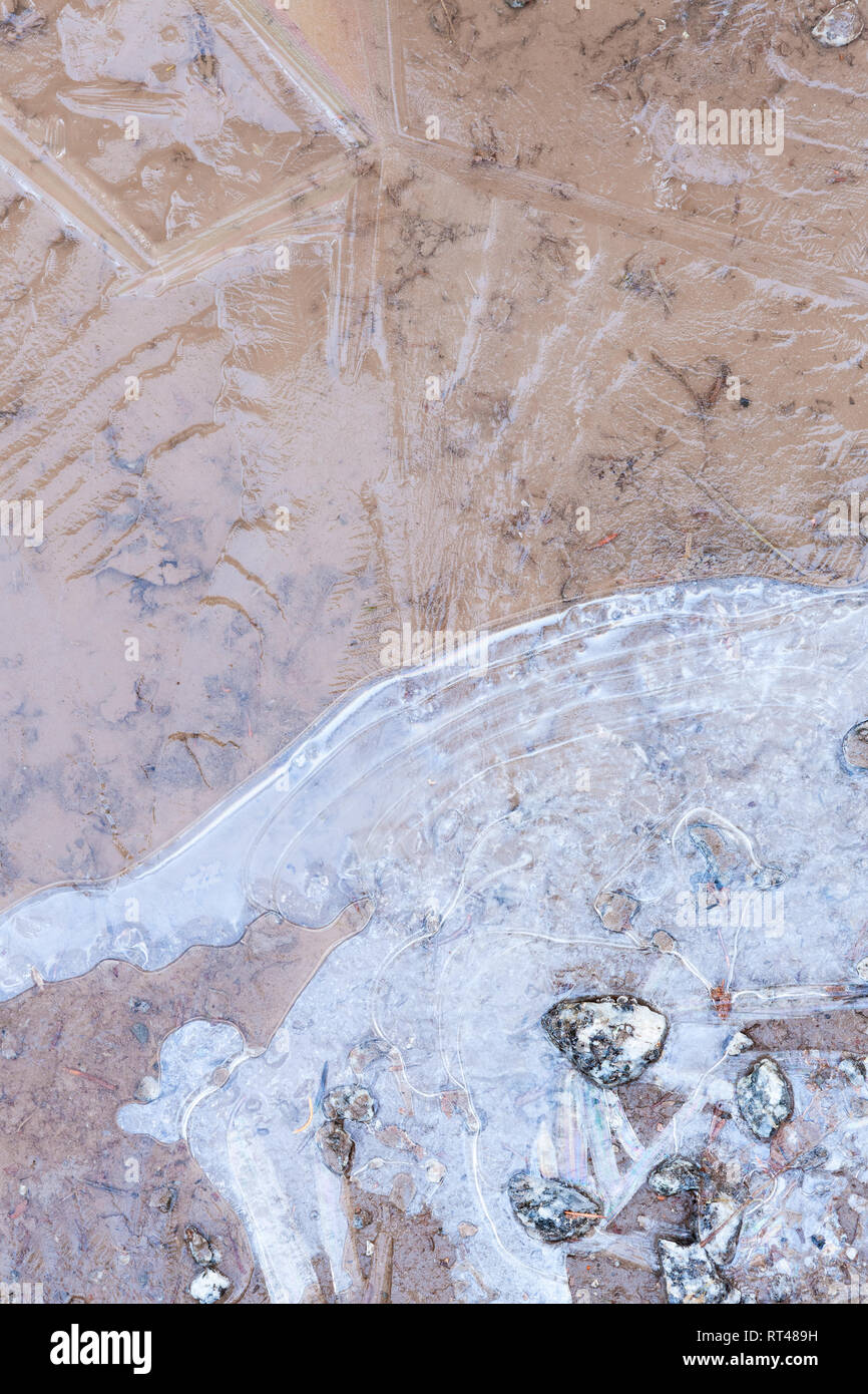 Frozen puddle close-up texture Stock Photo - Alamy