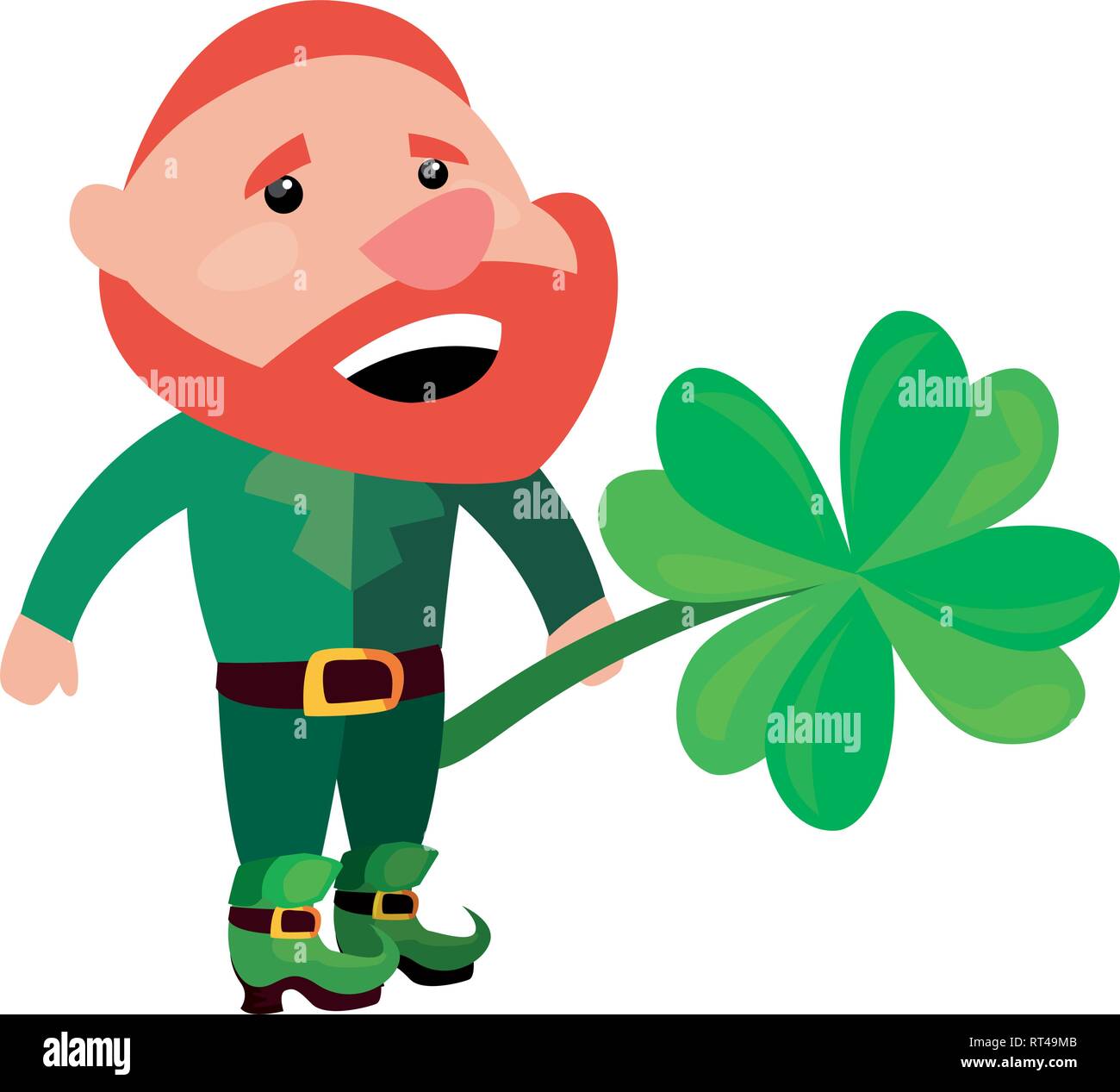 leprechaun holding clover happy st patricks day vector illustration ...