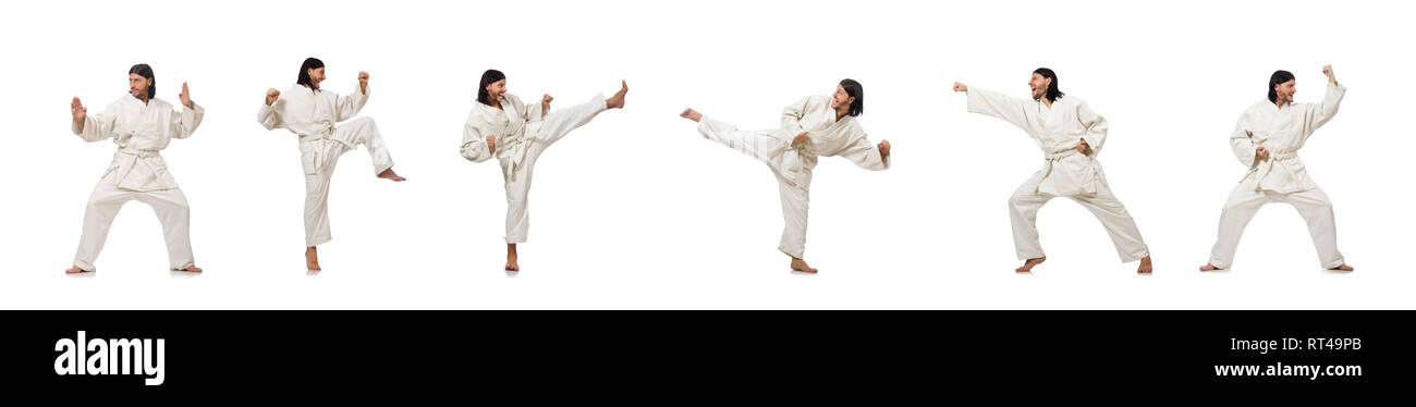 Karate fighter isolated on white Stock Photo - Alamy