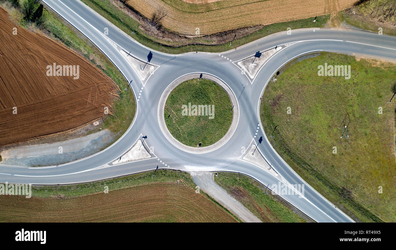 Aerial view road roundabout hi-res stock photography and images - Alamy