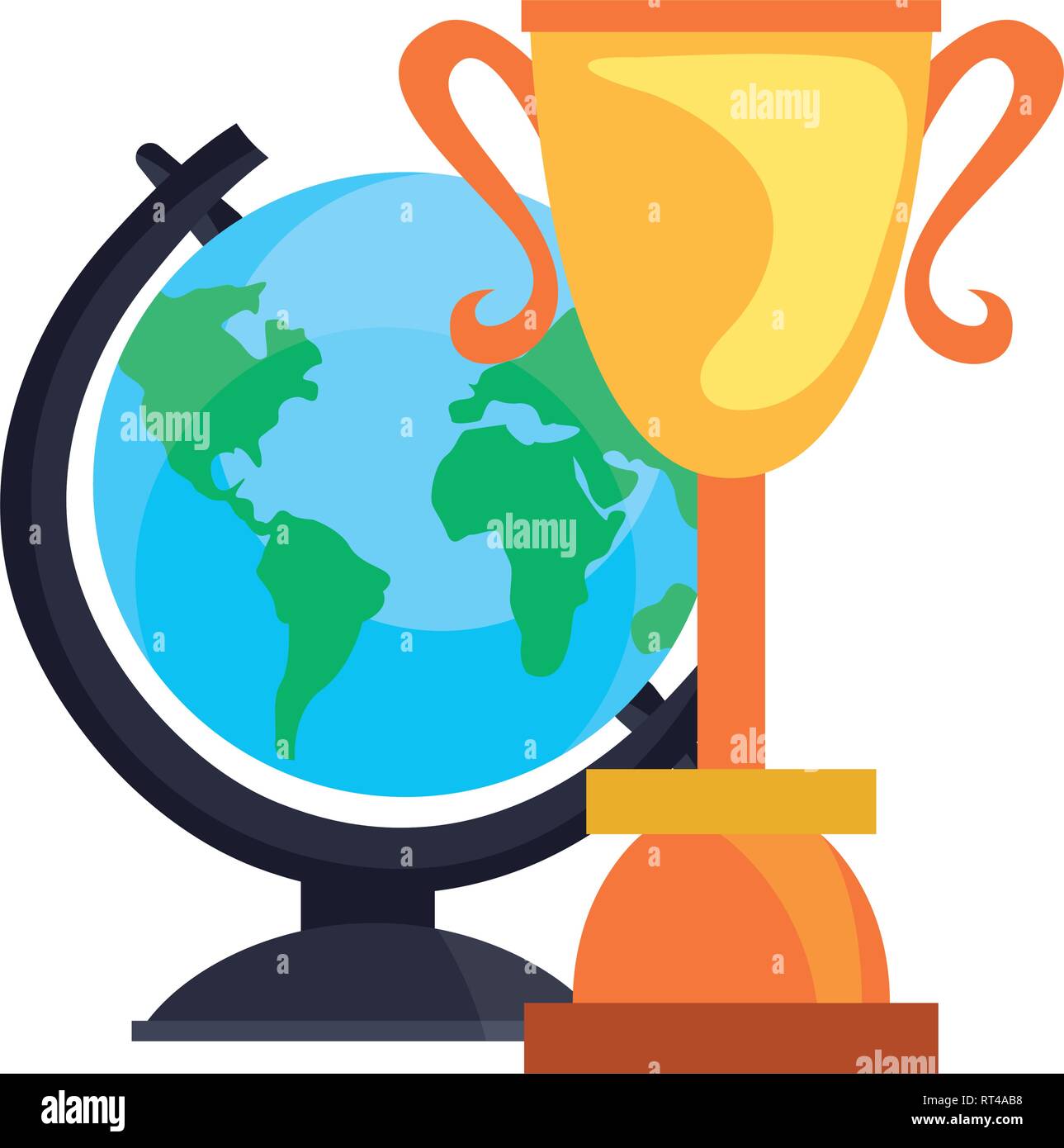 globe trophy online education school vector illustration Stock Vector ...