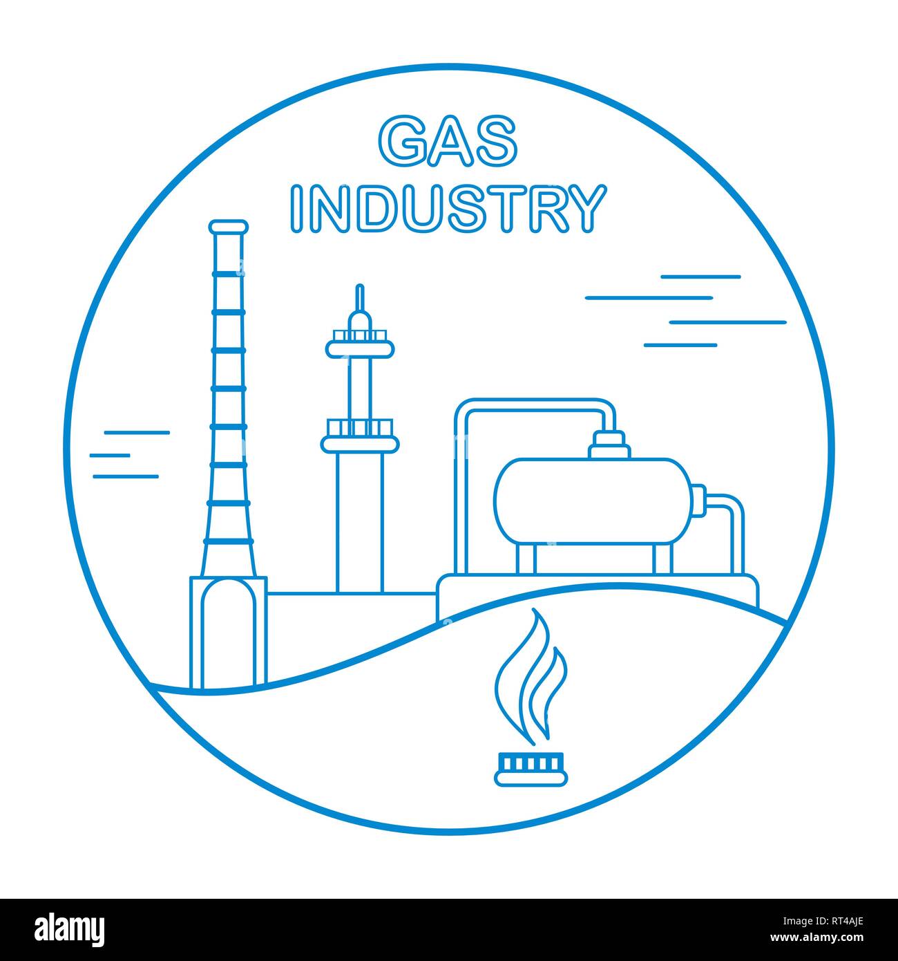 Vector illustration with equipment for gas production. Gas industry ...