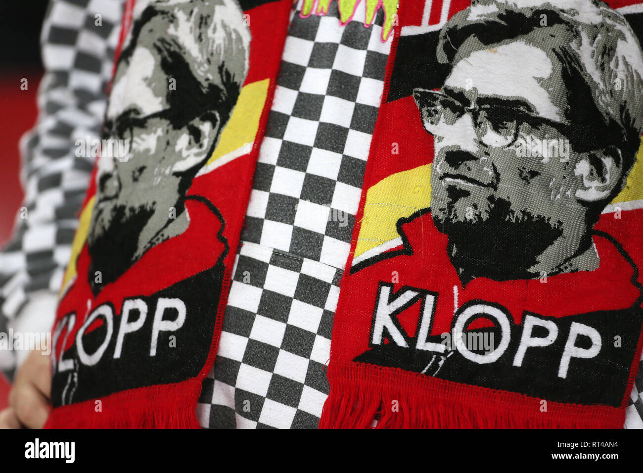 A Jurgen Klopp scarf before the Premier League match at Anfield ...