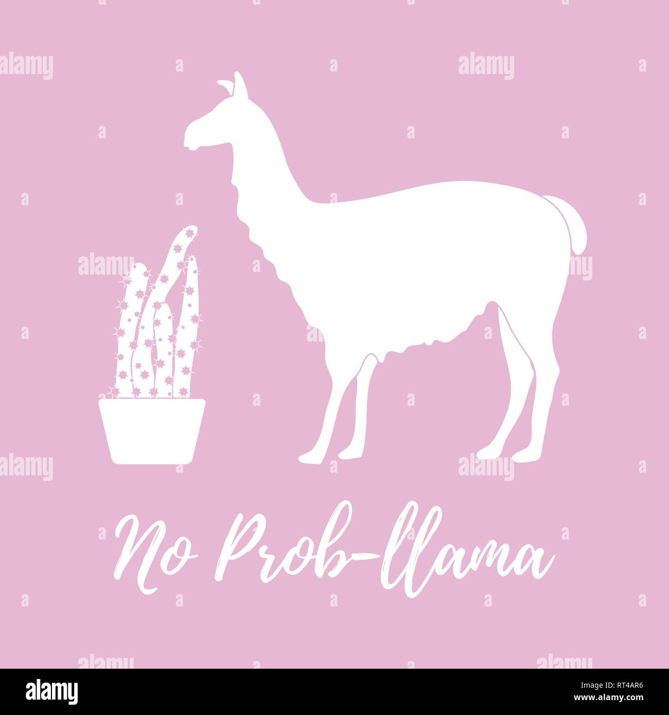 Vector illustration with llama and cactus. Design for card ...