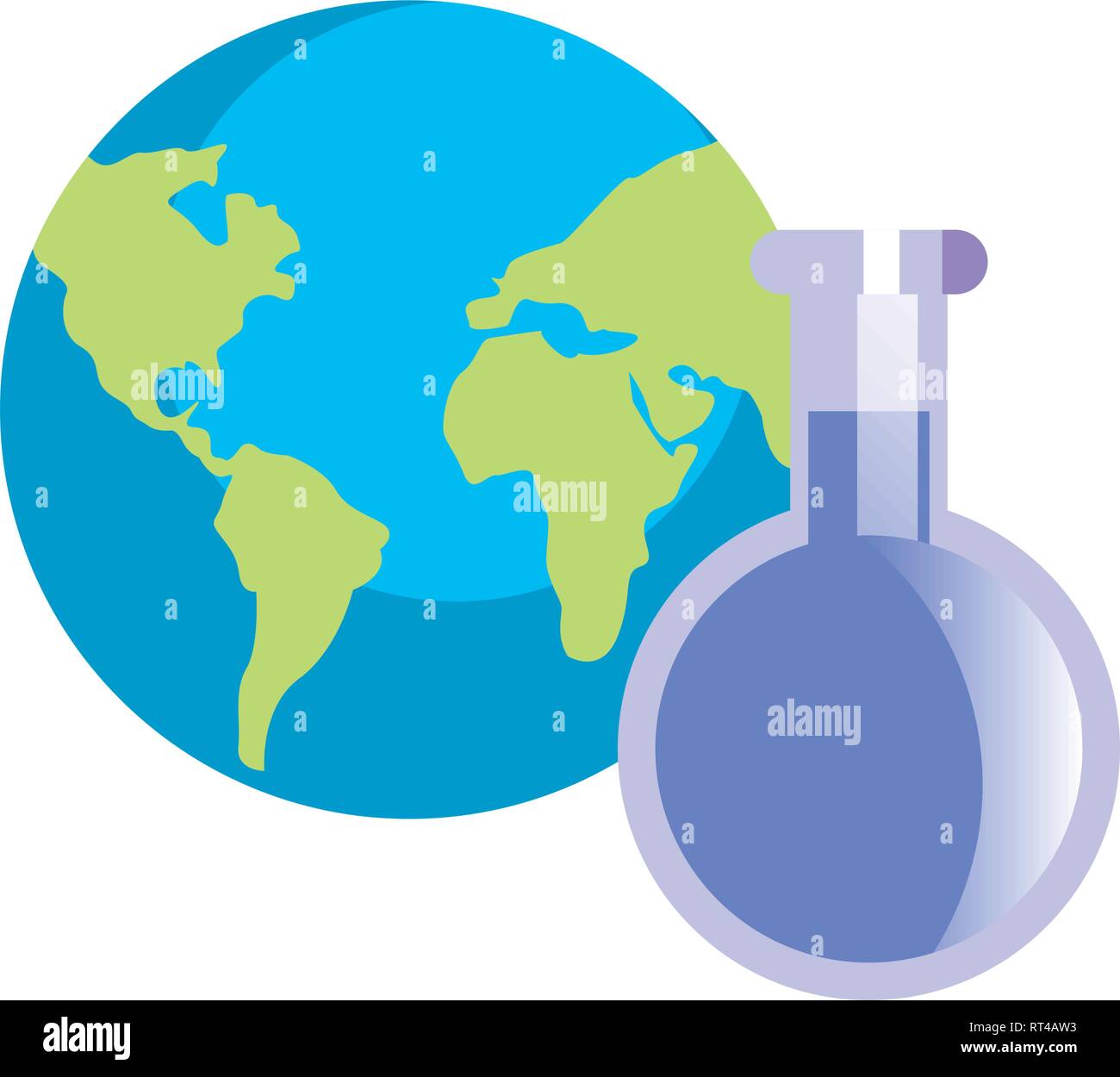 world map and science flask vector illustration Stock Vector Image ...