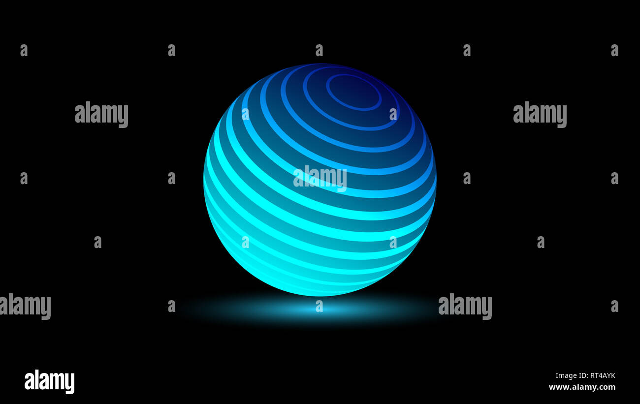 Blue neon luminescent 3D ball with a glow effect Stock Photo - Alamy