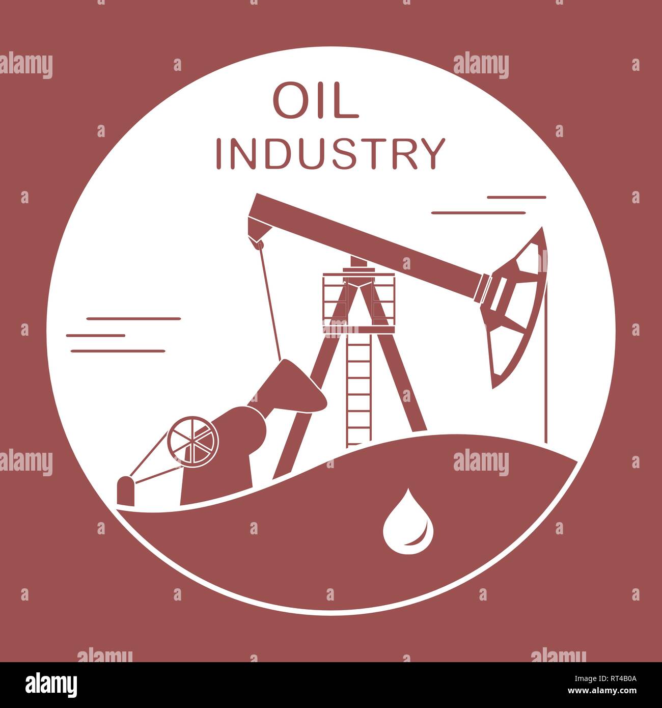 Vector illustration with equipment for oil production. Oil industry ...