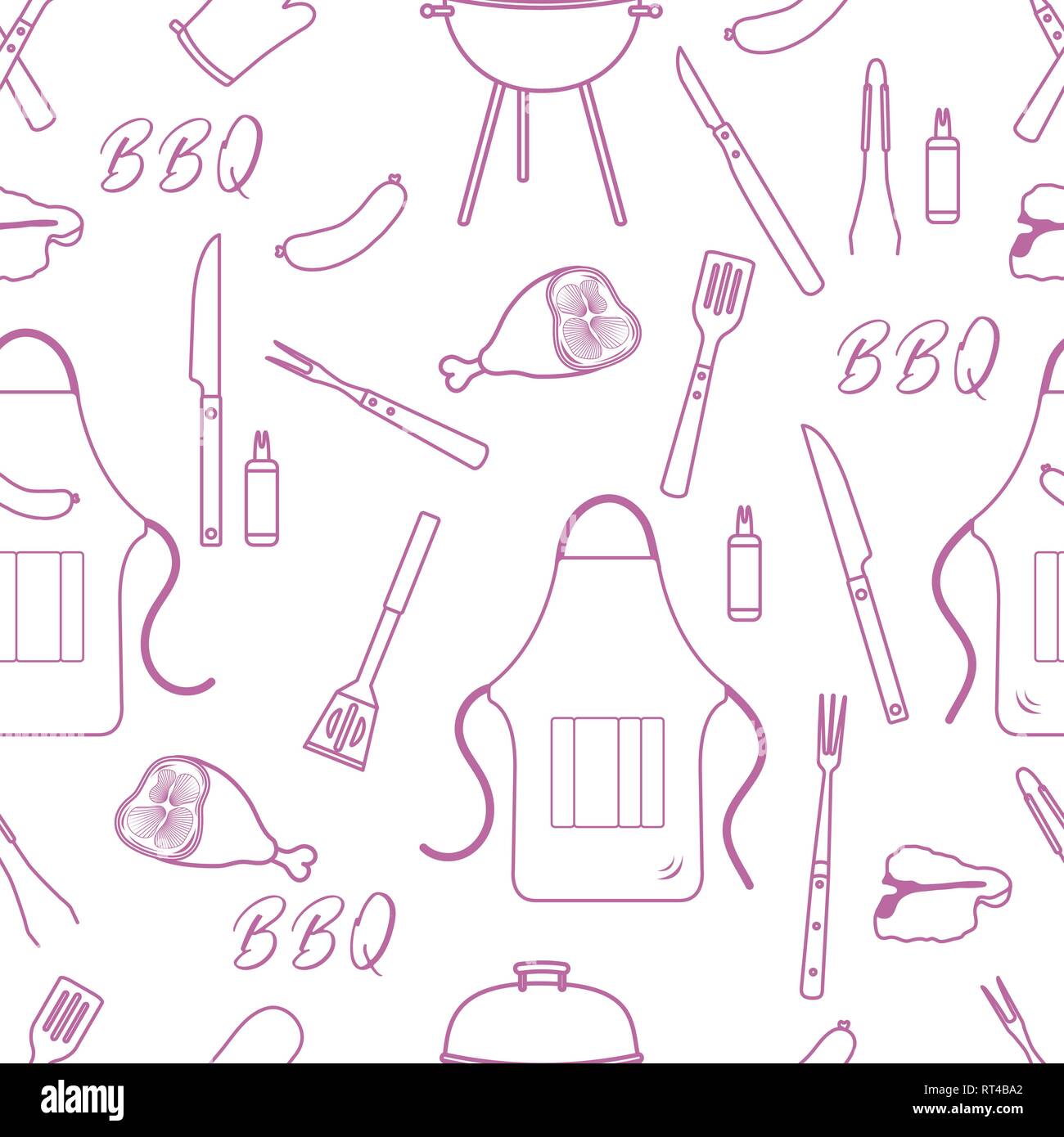 Seamless pattern with grill and barbecue tools. BBQ party background ...