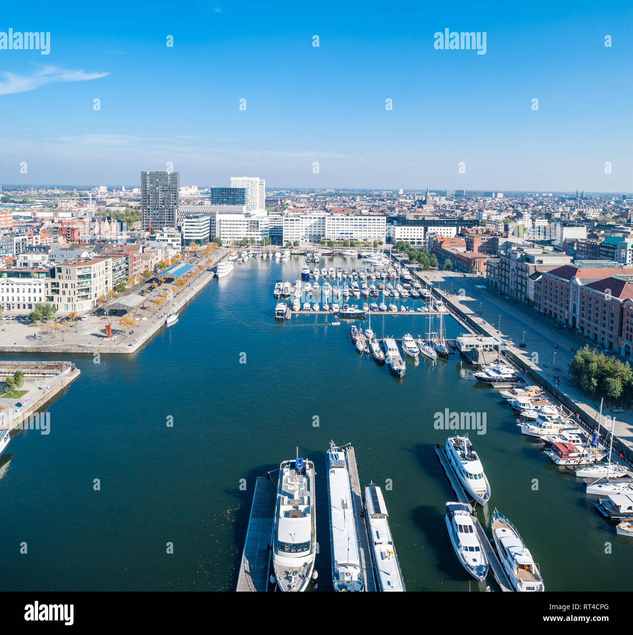 Belgium, Antwerp - September 27, 2015: view from above of Kattendijkdok ...