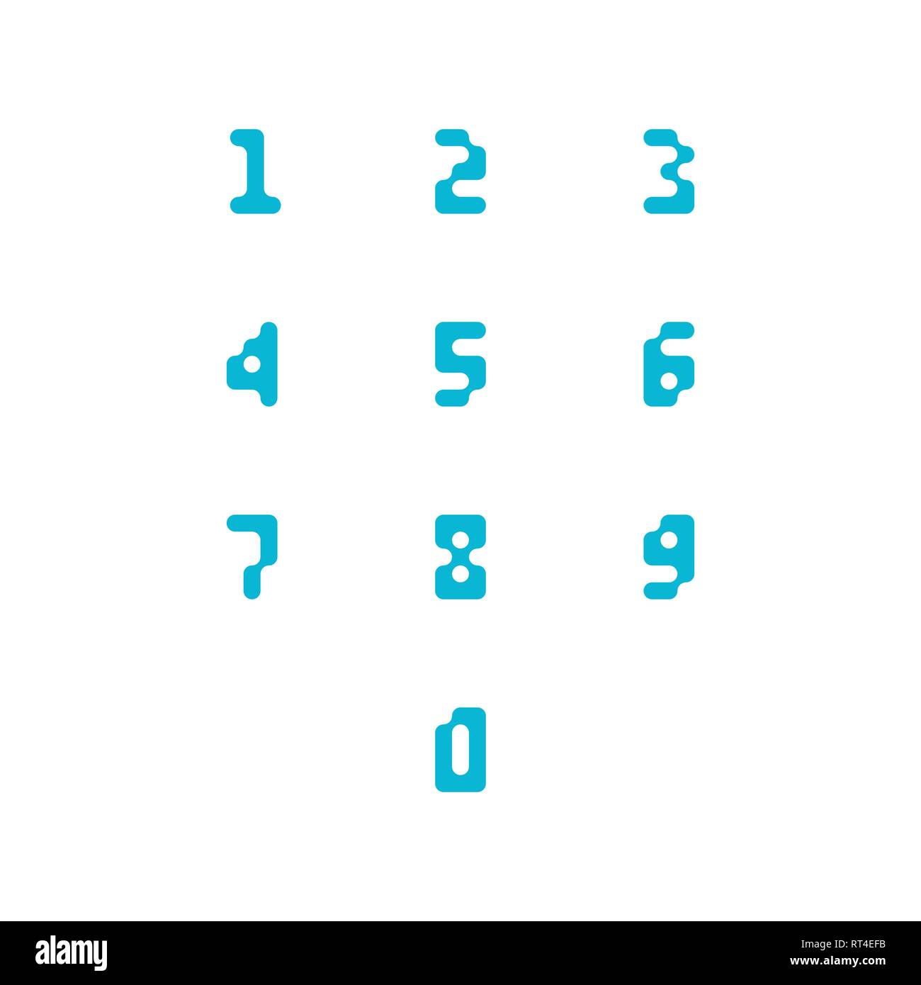 Set of number icons. 0-9 pixel numbers. Vector illustration Stock ...