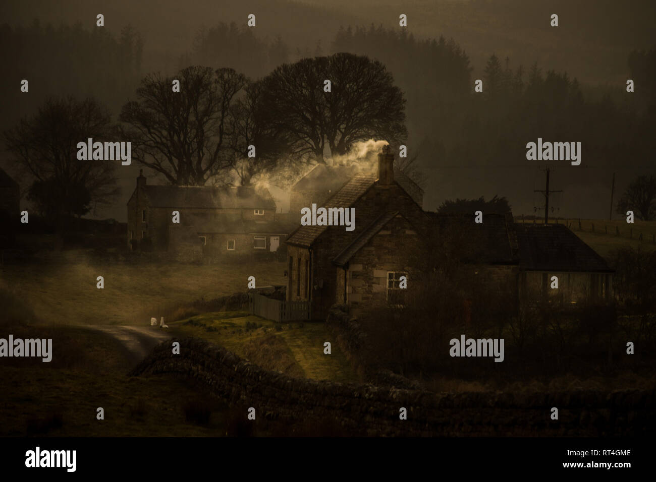Country cottage in england with a log fire Stock Photo - Alamy