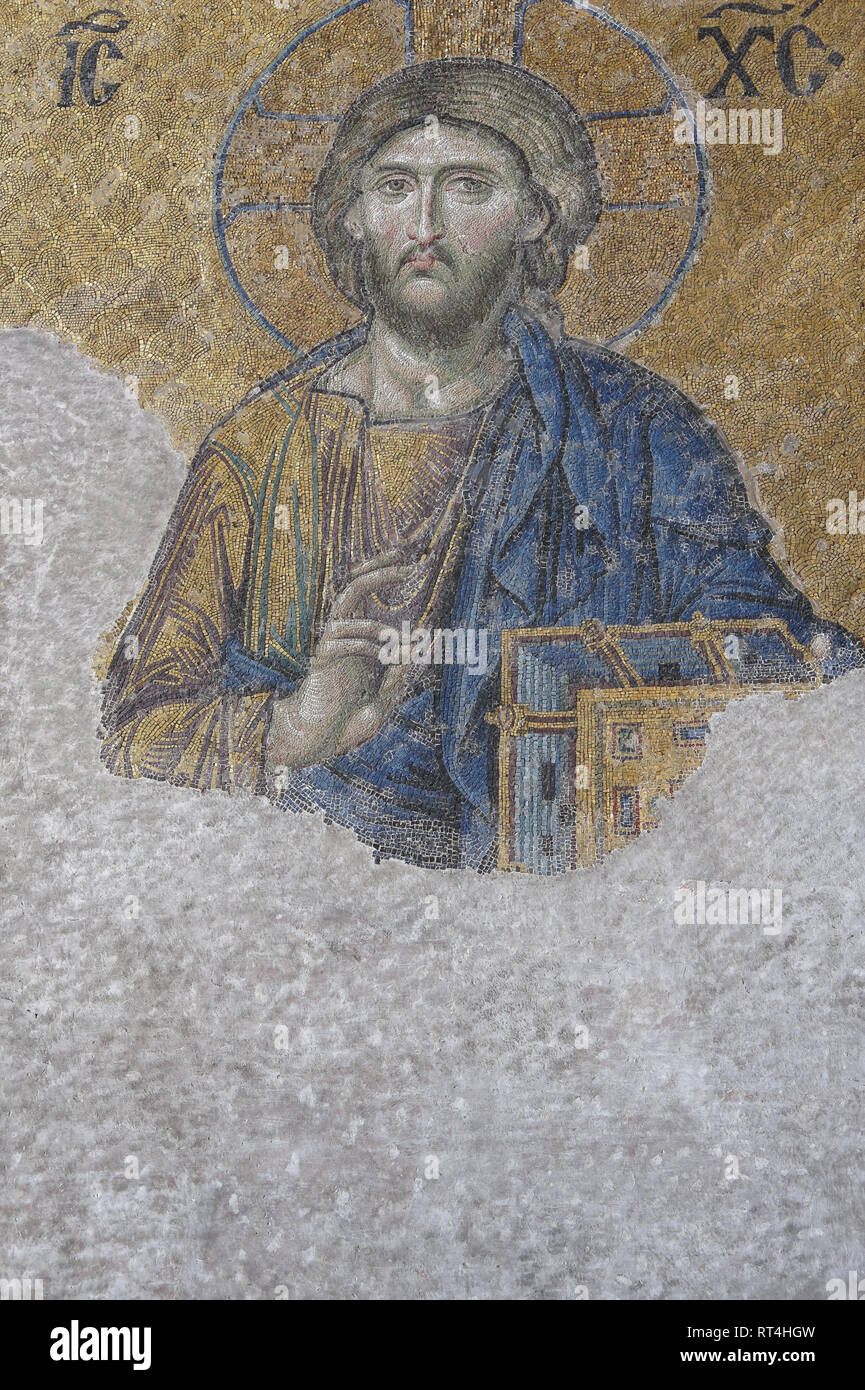 Mosaic with the representation of Christ Pantocrator. Considered one of ...