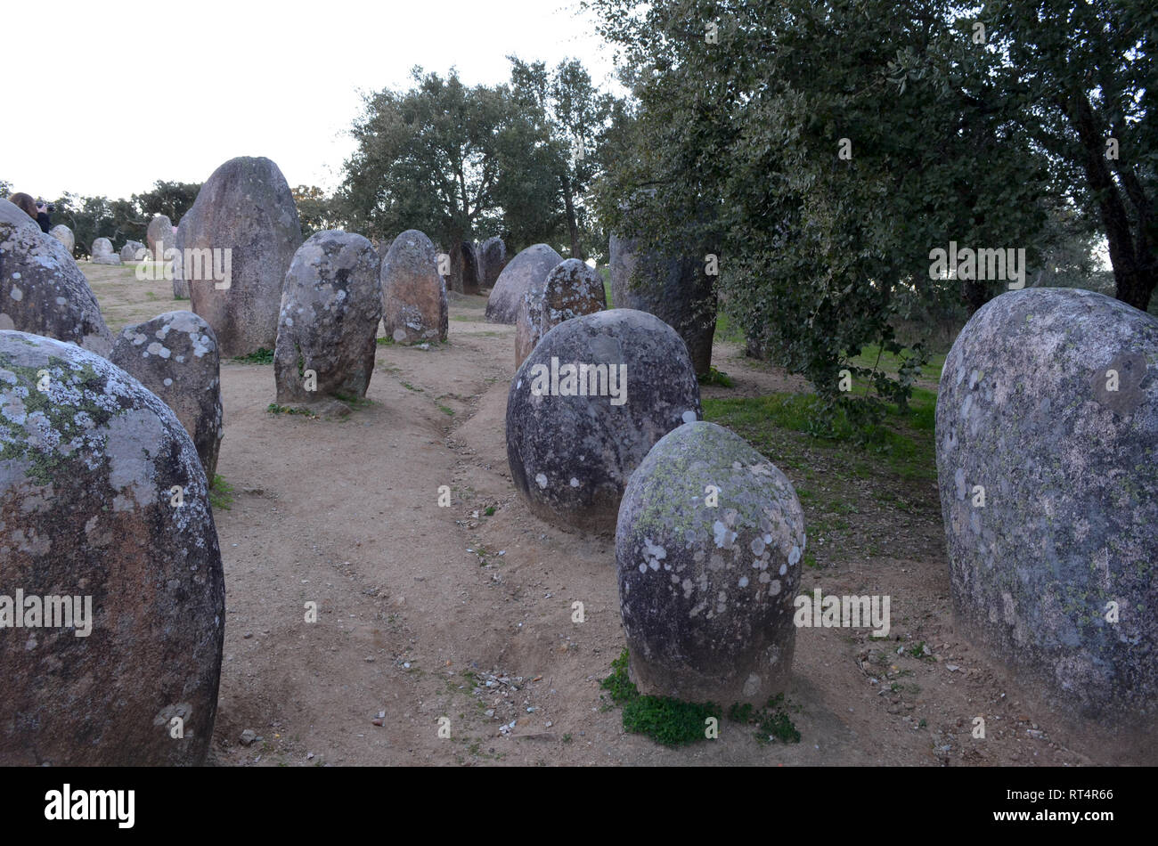 6th millennium BC Almendres Cromlech, a megalithic complex near Evora ...